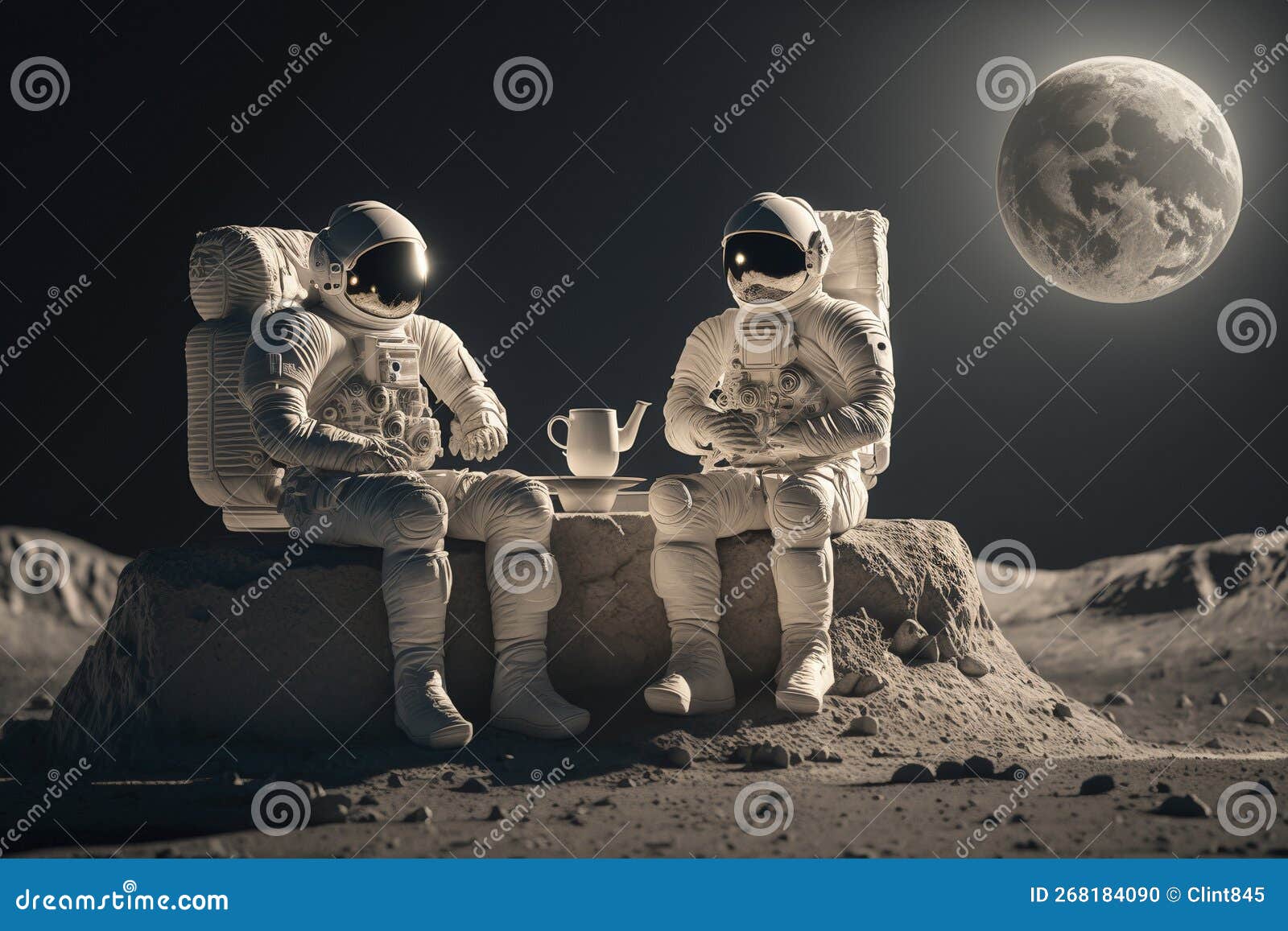 Astronaut On Moon Drinking