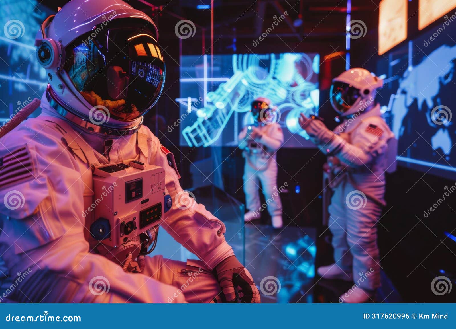 Astronauts Exploring Lunar Samples in Space Research Lab Stock ...