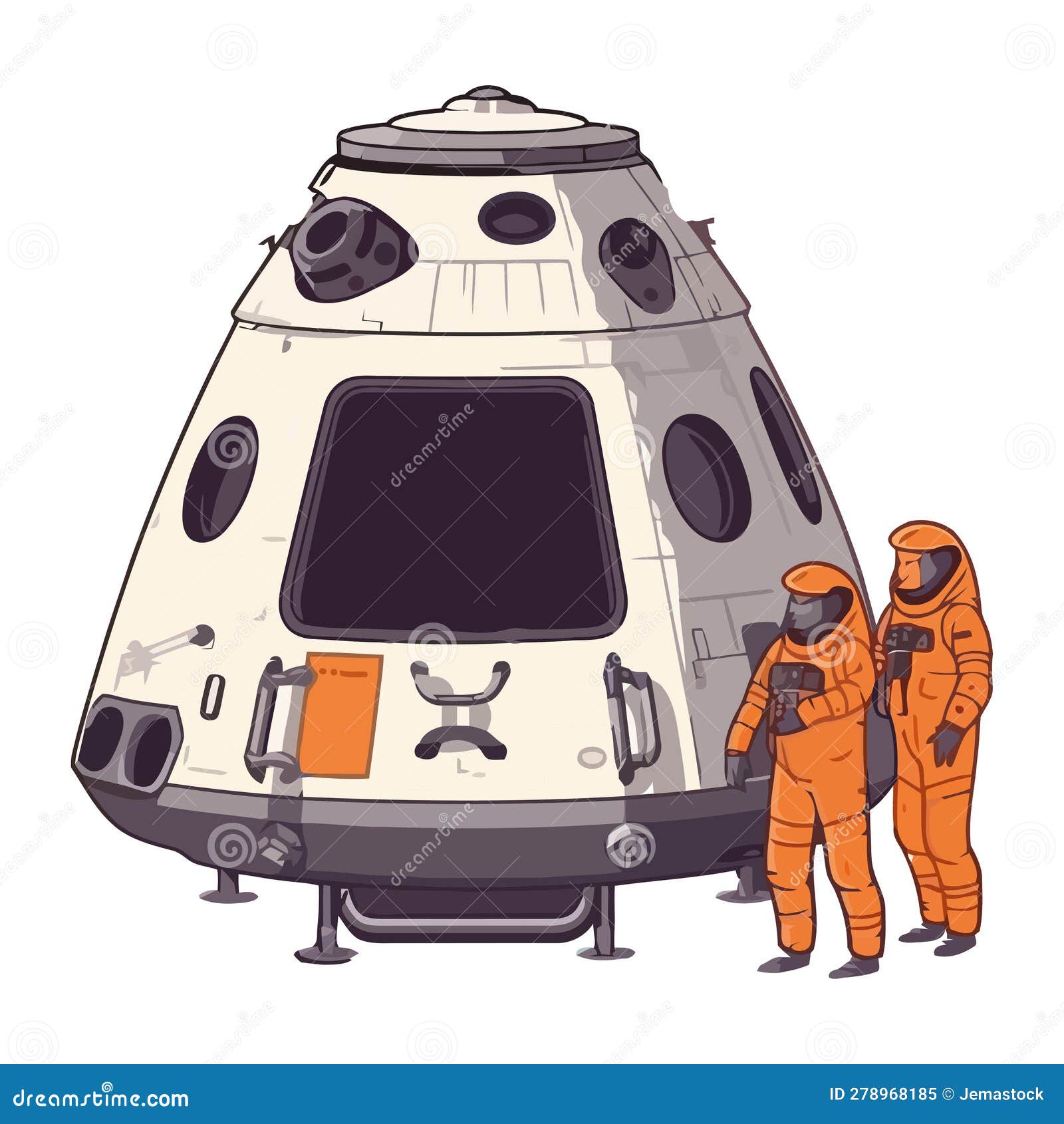 Astronauts Capsule Line Icon. Space Rocket Craft Standing Capsule ...