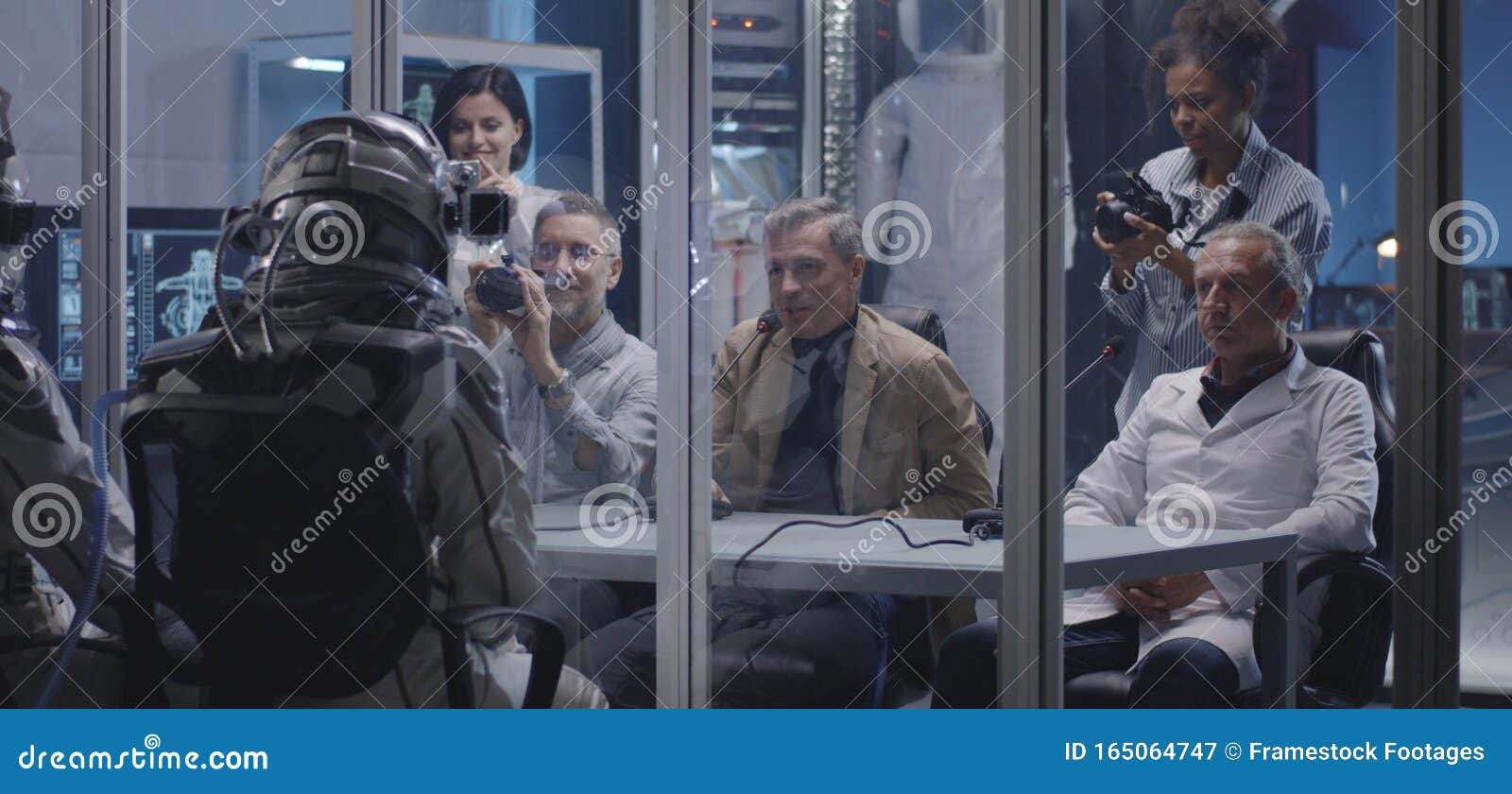 Astronauts Talking with Journalists before Departure Stock Image ...