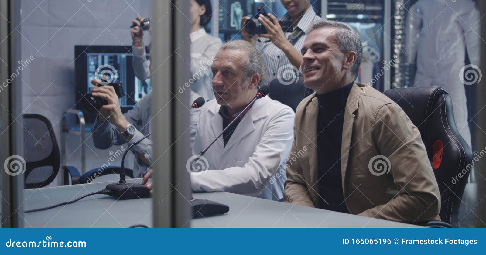Astronauts Talking with Journalists before Departure Stock Photo ...