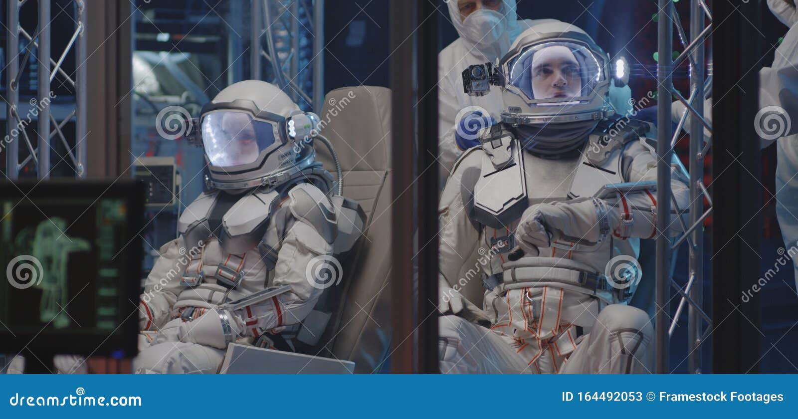 Astronauts Testing Spacesuit in Laboratory Stock Image - Image of ...
