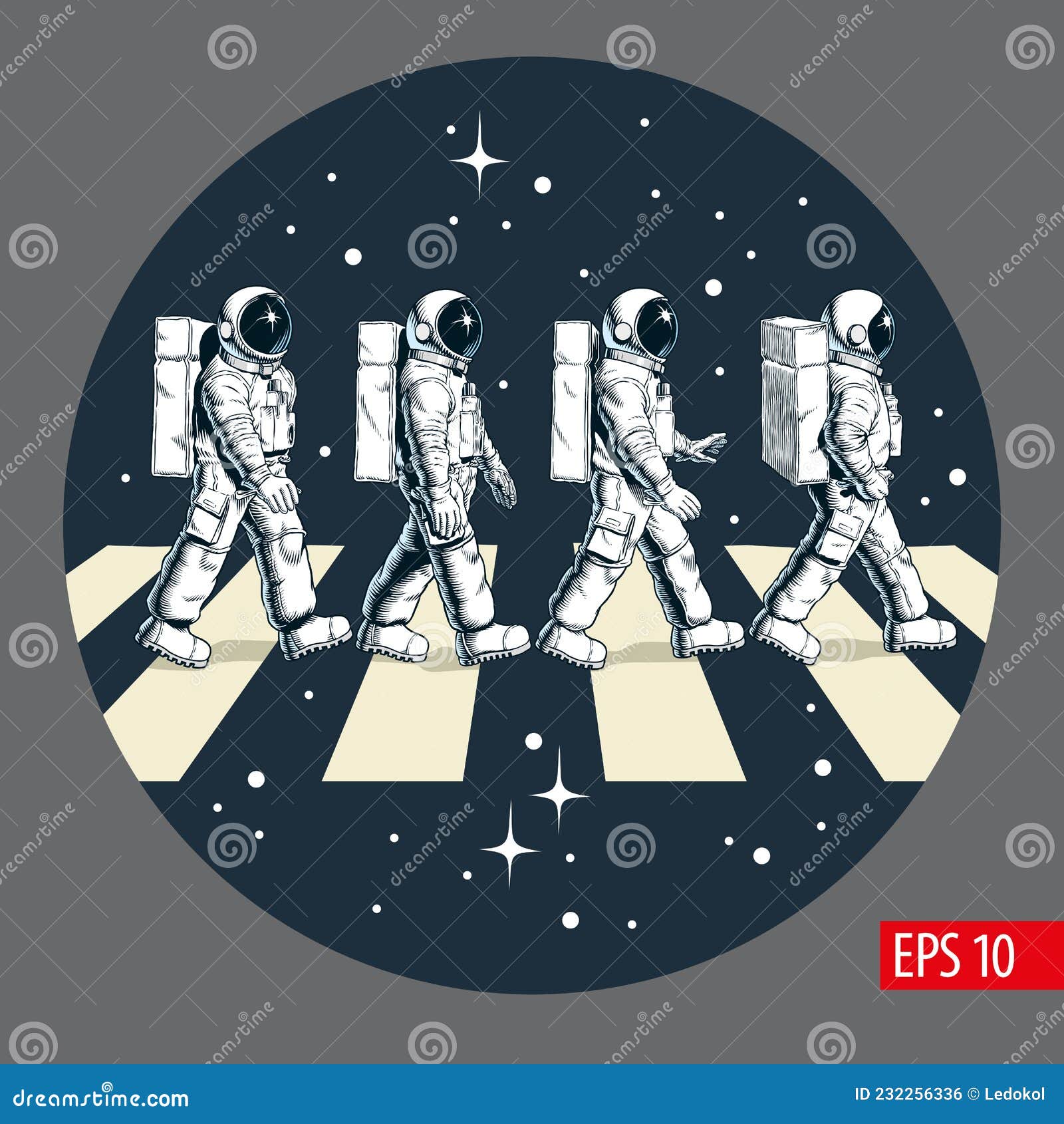 Astronauts Walking Through Pedestrian Crossing Or Zebra Crossing. Stars ...