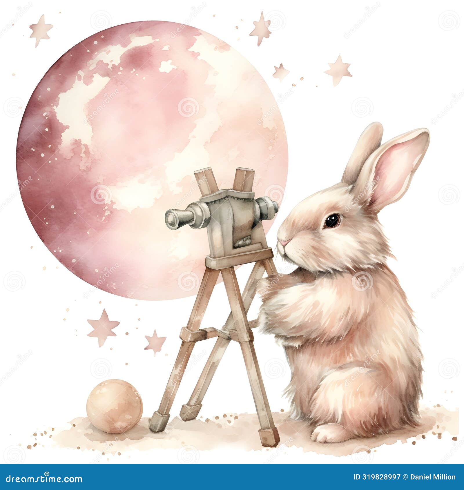 Astronomer Cute Bunny Blue Cute Bunny Watercolor Stock Photography ...