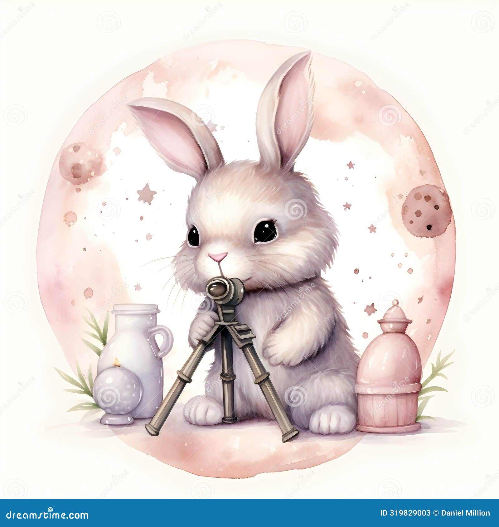 Astronomer Cute Bunny Blue Cute Bunny Watercolor Stock Photography ...