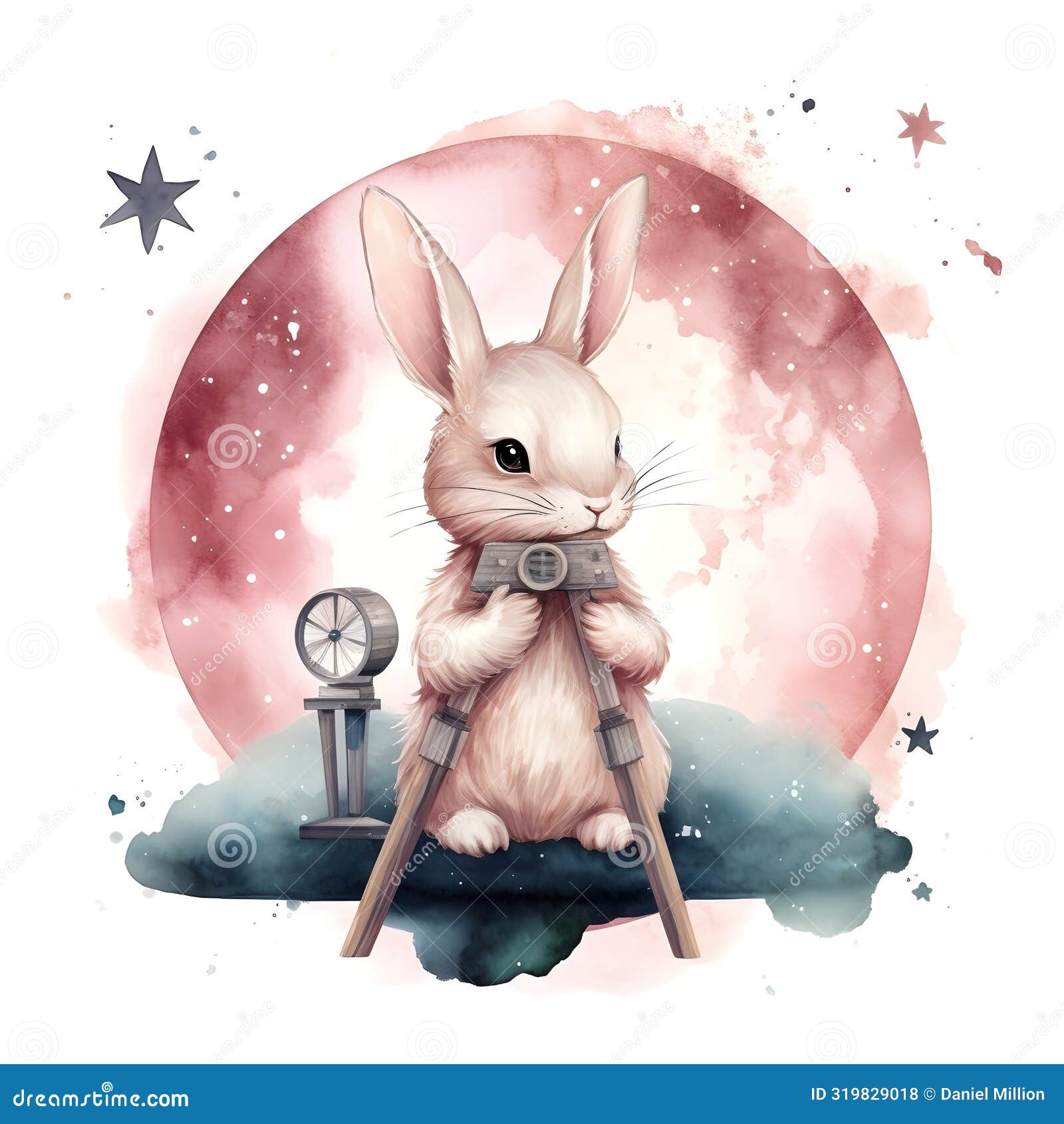 Astronomer Cute Bunny Blue Cute Bunny Watercolor Stock Photography ...