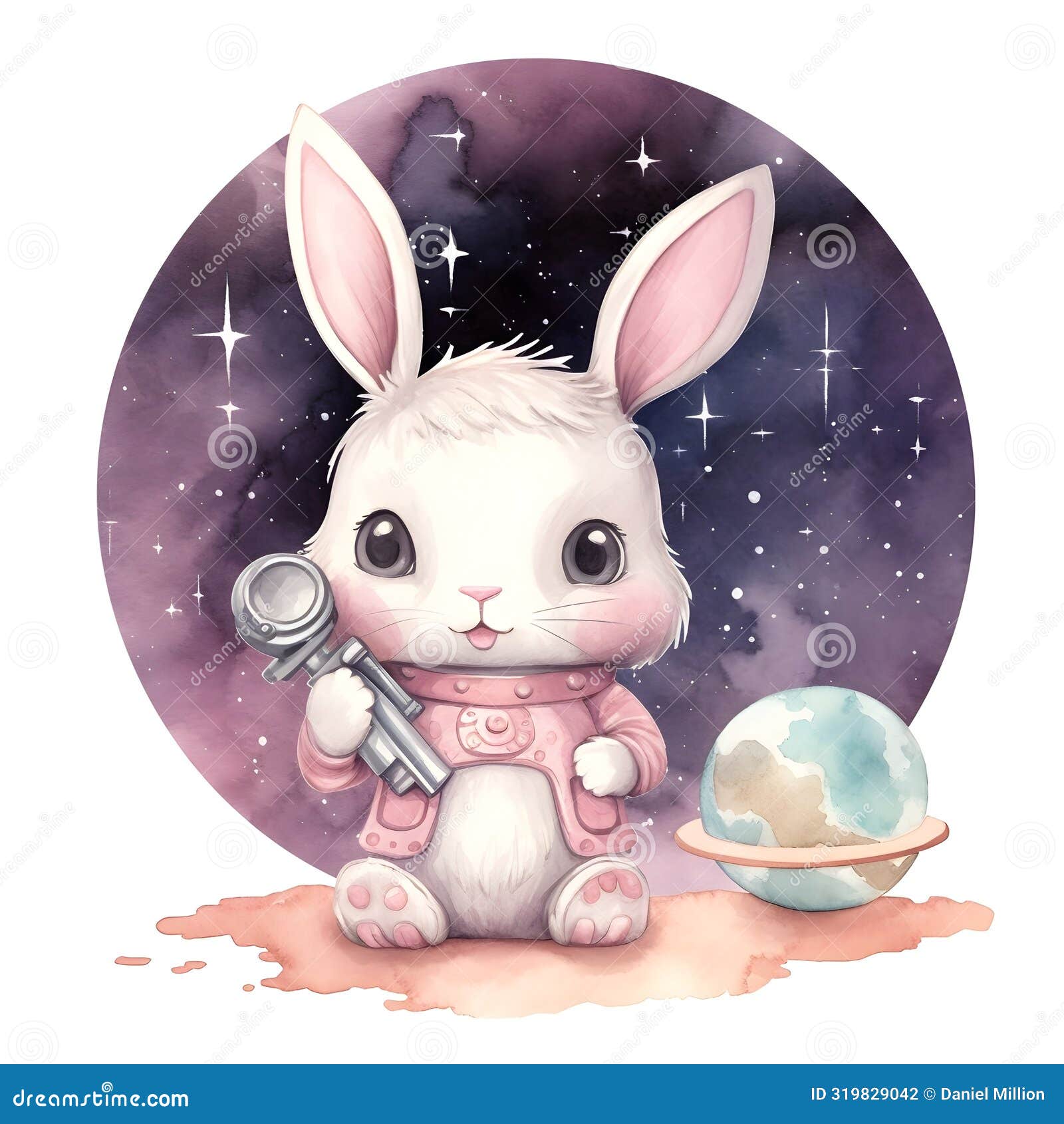 Astronomer Cute Bunny Blue Cute Bunny Watercolor Stock Photography ...