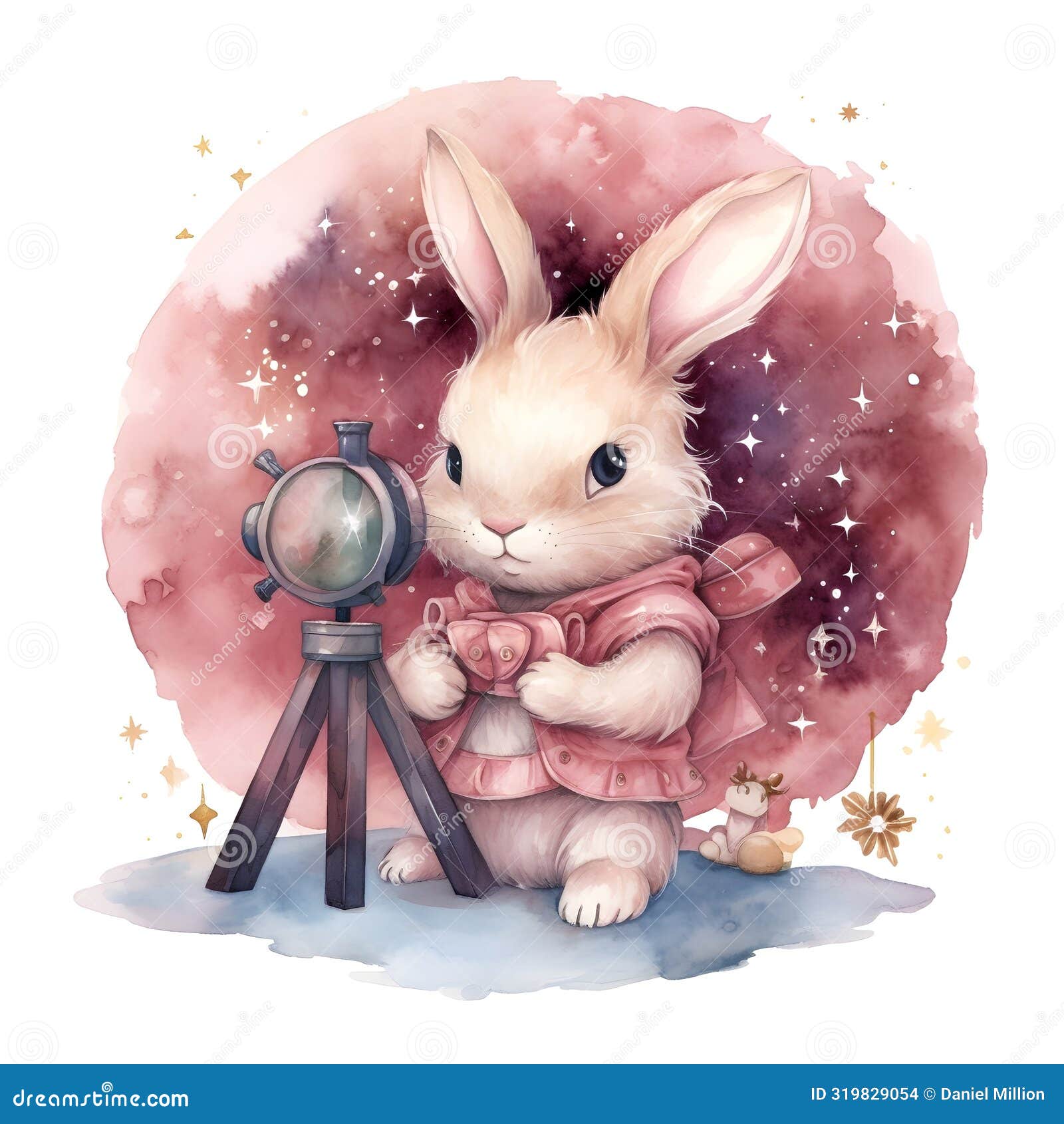Astronomer Cute Bunny Blue Cute Bunny Watercolor Stock Illustration ...