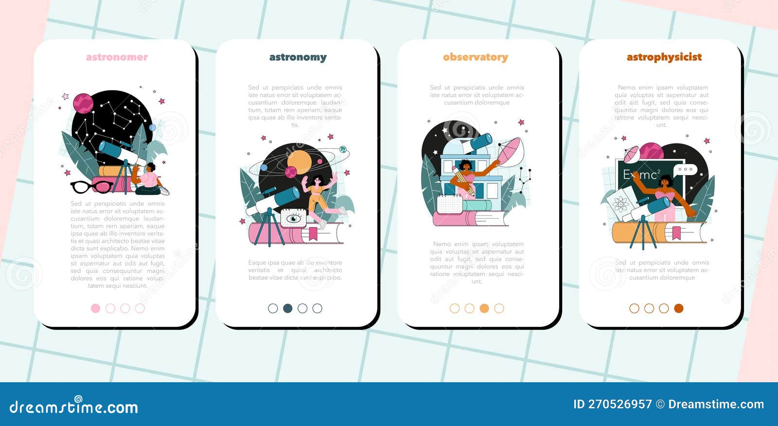 Astronomer Mobile Application Banner Set. Professional Scientist Stock ... Astronomer Mobile Application Banner Set. Professional Scientist Stock ...