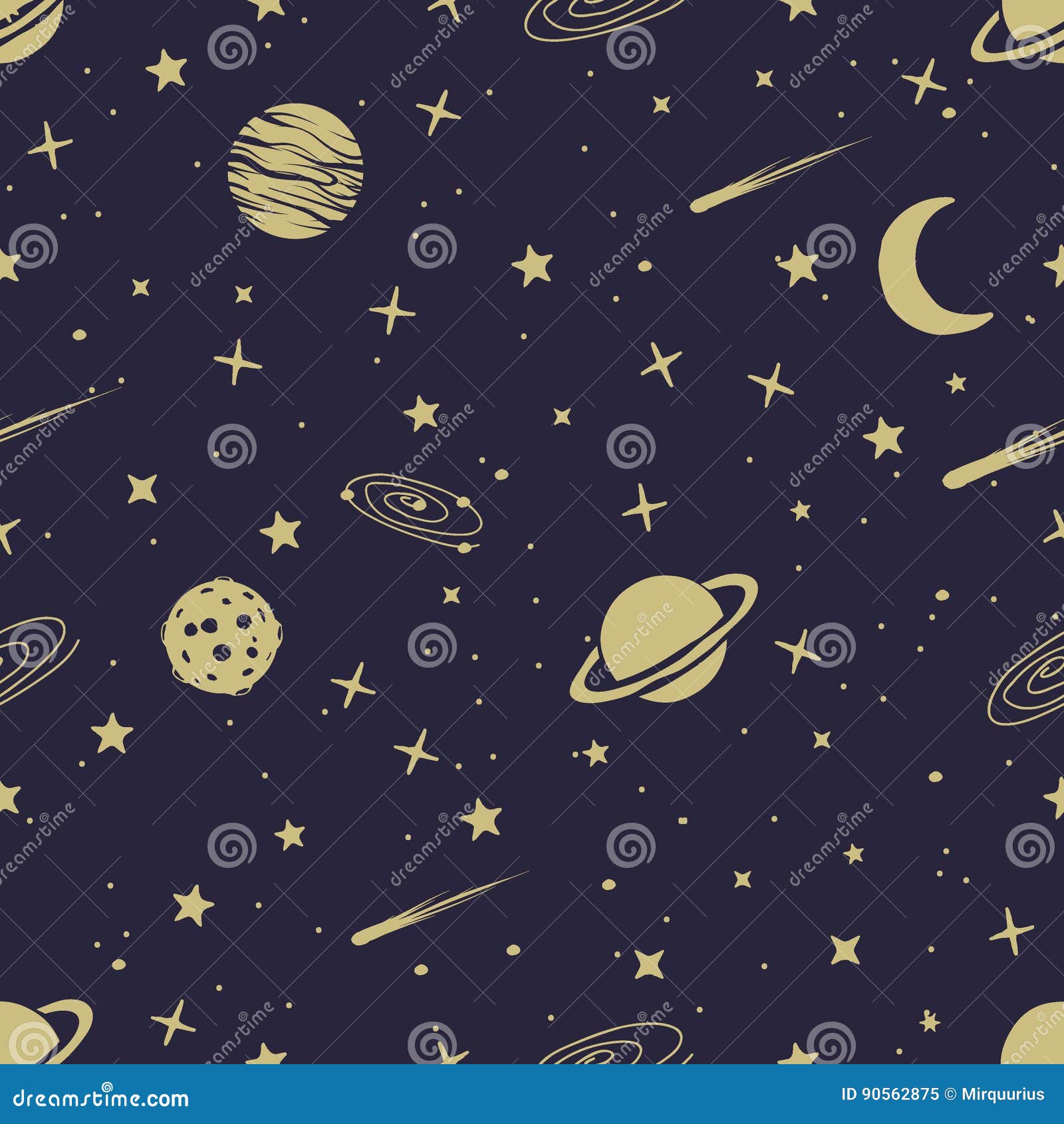 Astronomic Seamless Pattern Stock Vector - Illustration of moon, starry ...