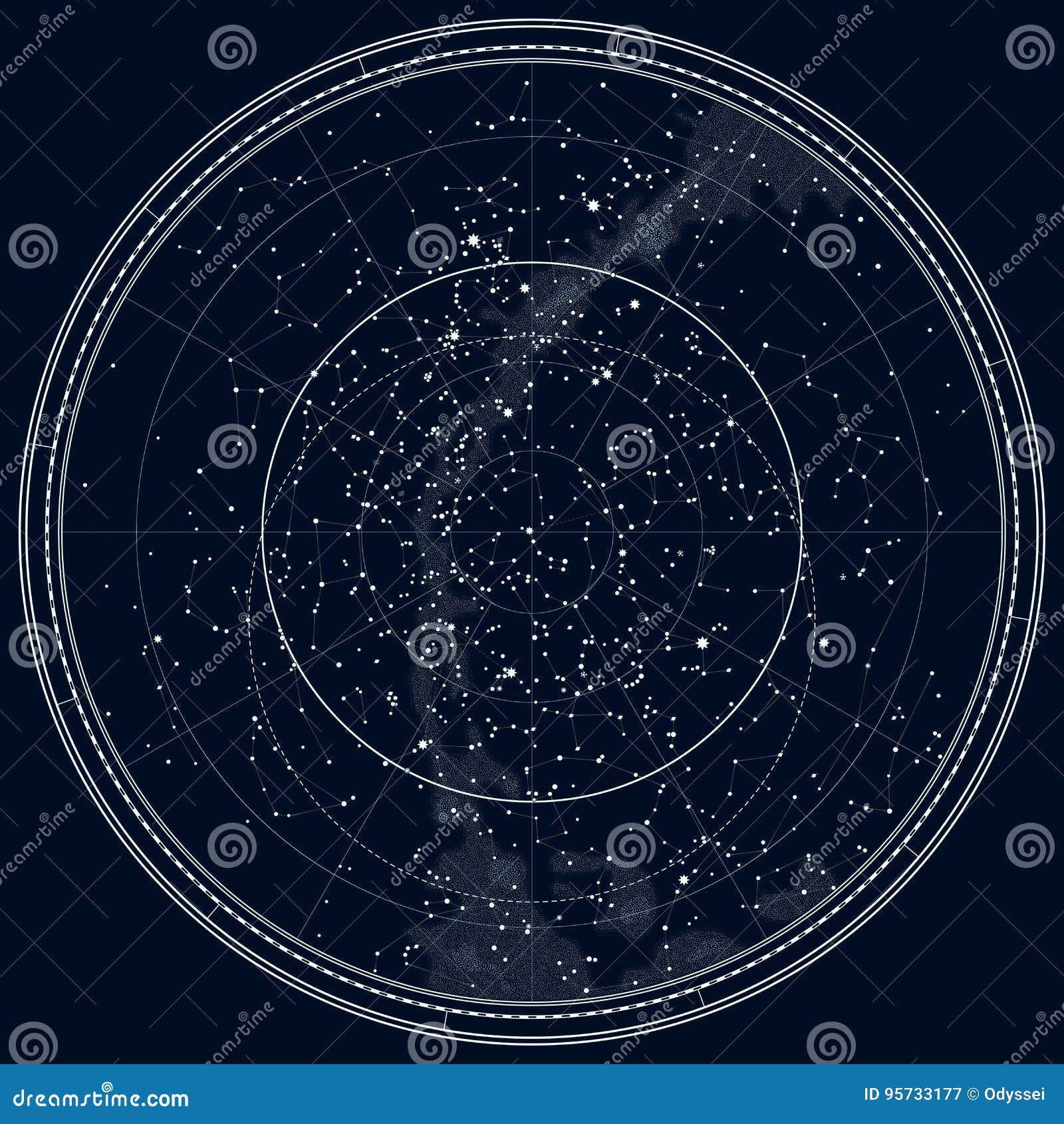 Northern Hemisphere. High Detailed Star Map Of Vector Constellations ...