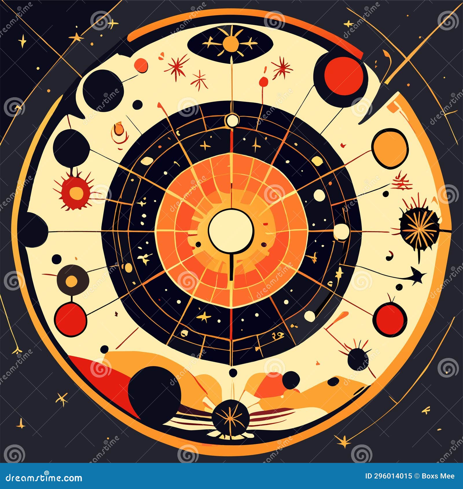 Astronomical Chart. Horizontal Banner. Vector Illustration in Flat ...