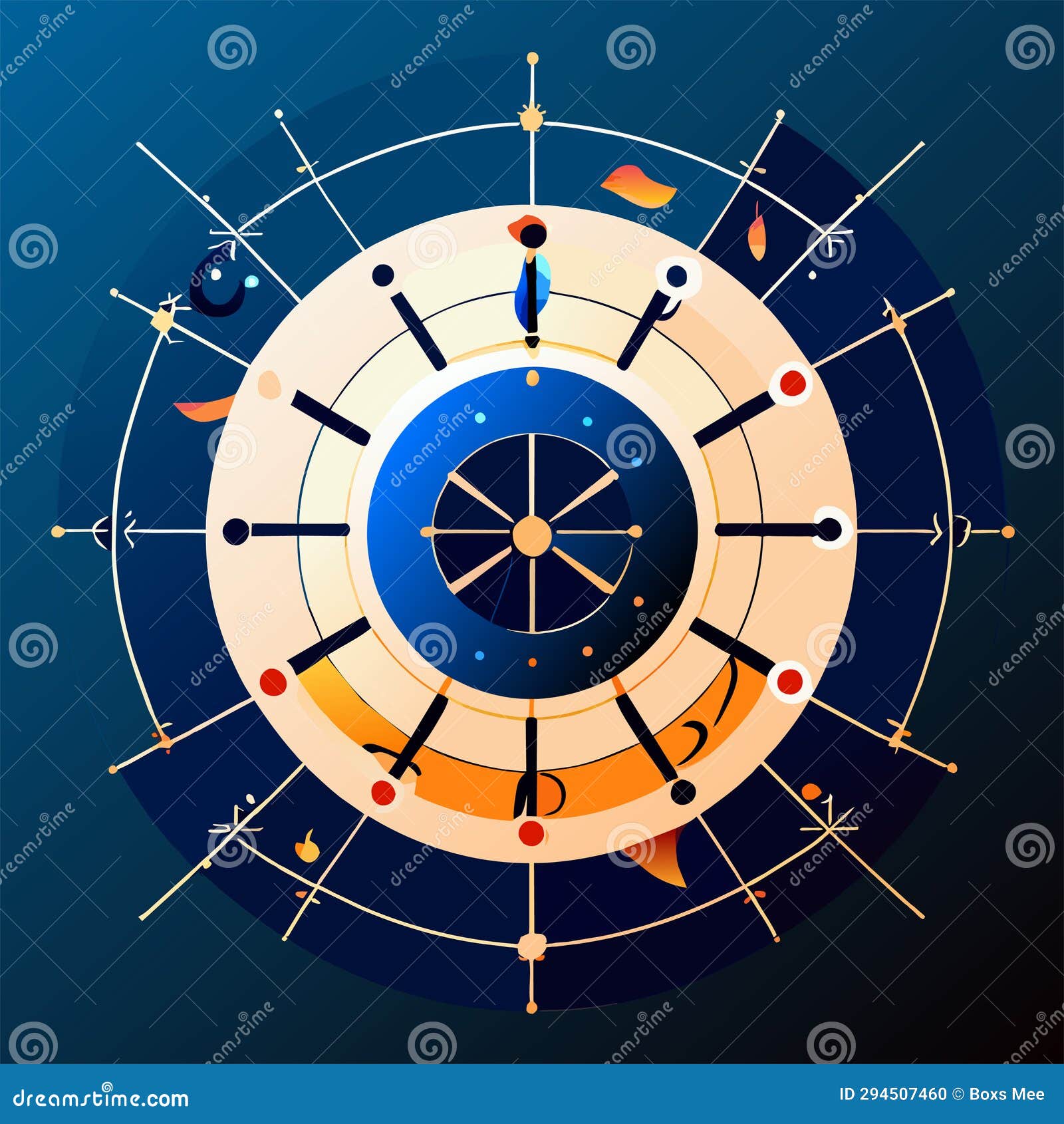 Astronomical Chart with the Image of the Sun. Vector Illustration AI ...