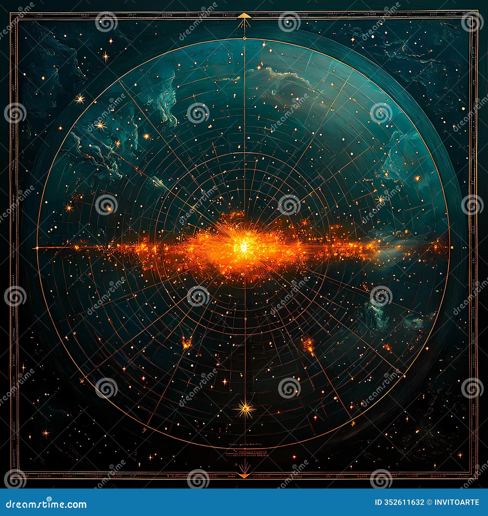 Astronomical Chart. Planets and Stars Stock Illustration - Illustration ...