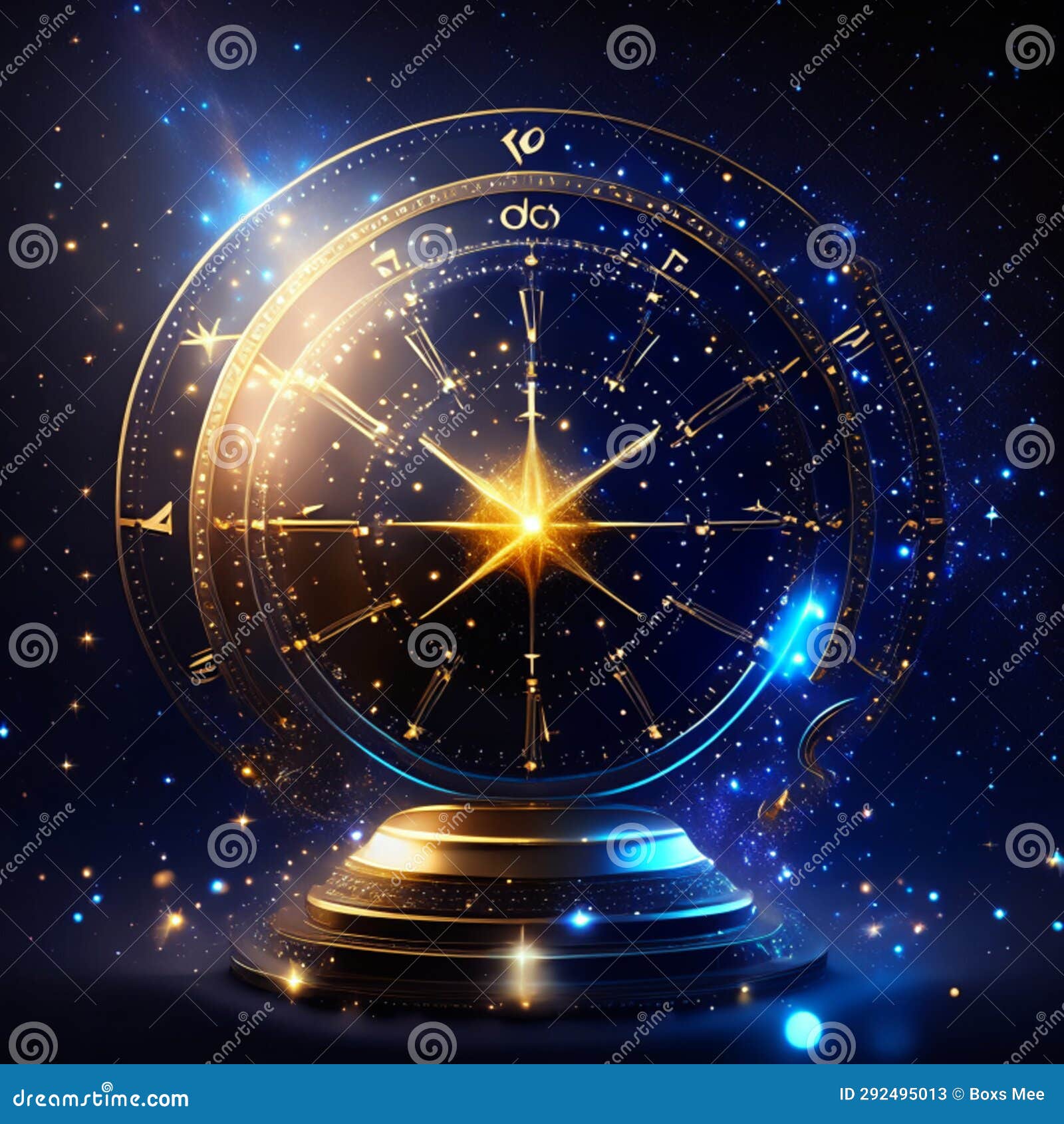 Astronomical Clock on the Background of the Starry Sky. Vector ...