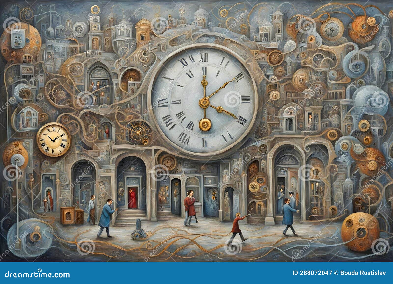 Astronomical Clock with a Large Clock and Walking People II Stock ...