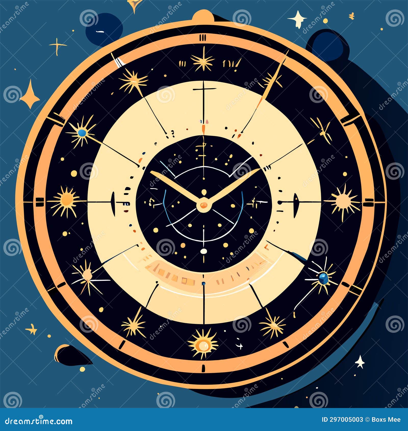Astronomical Clock with Stars and Constellations. Vector Illustration ...