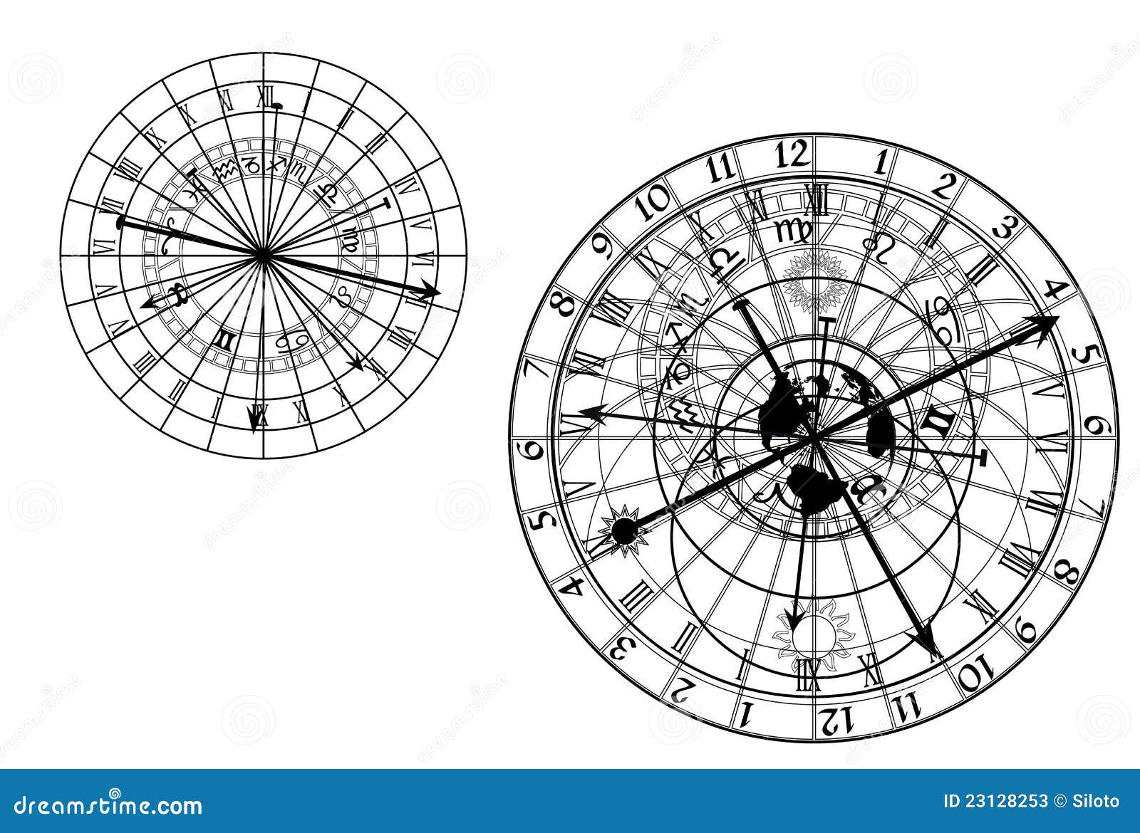 Astronomical Clock - Vector Stock Vector - Illustration of dial, time ...