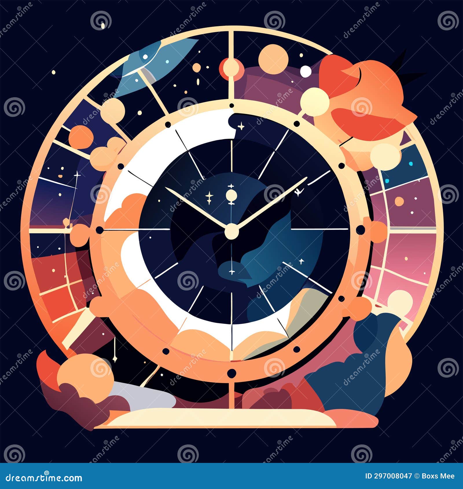 Astronomical Clock. Vector Illustration in a Flat Style. the Concept of ...