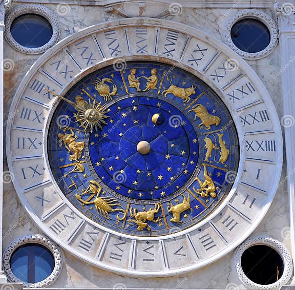 Astronomical Clock, Venice , Italy Stock Photo - Image of aquarius ...