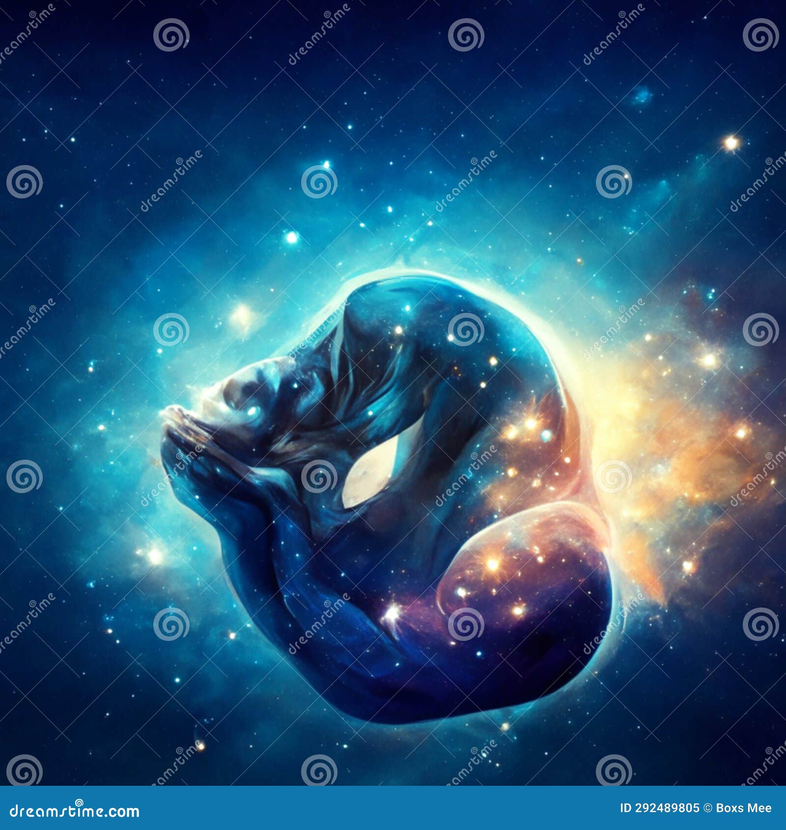 Astronomical Image of Human Head in Space. 3D Rendering AI Generated ...