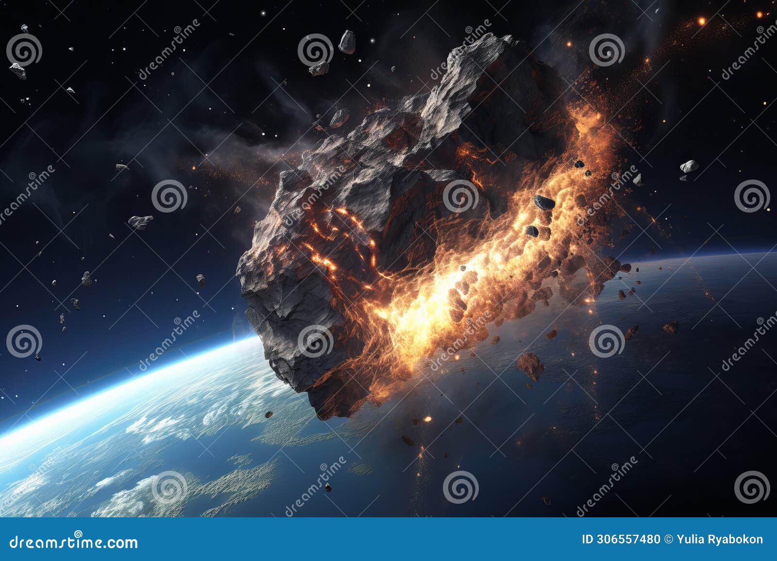 Astronomical Meteors Hit Earth. Generate Ai Stock Photo - Image of ...