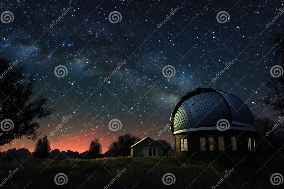 Astronomical Observatory Analyzing Exoplanet Data Stock Illustration ...