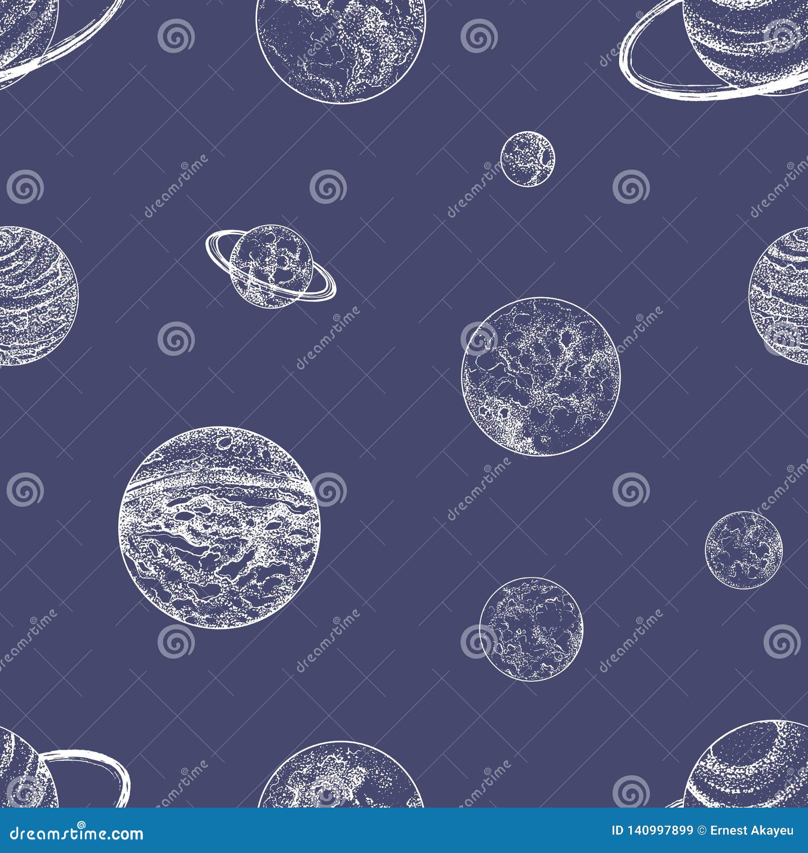 Astronomical Seamless Pattern with Planets and Other Planetary Bodies ...