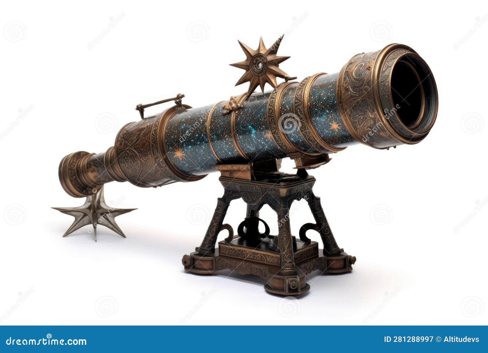 Astronomical Telescope with Star Chart and Compass Stock Image - Image ...