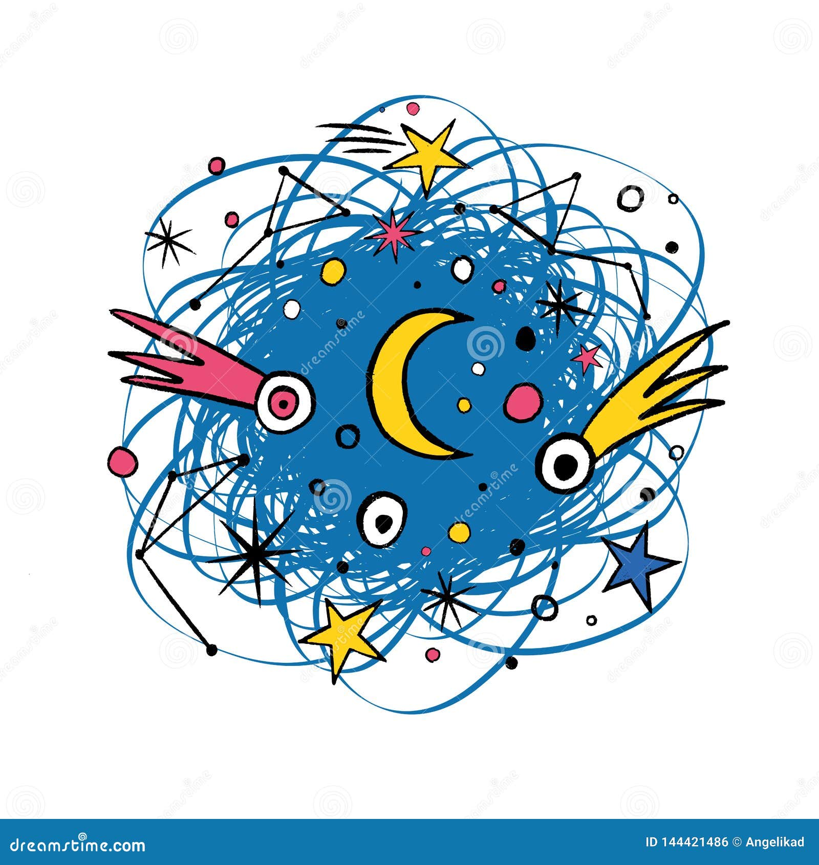 Cosmic Objects And Phenomena Collection, Stars And Planets Icons ...