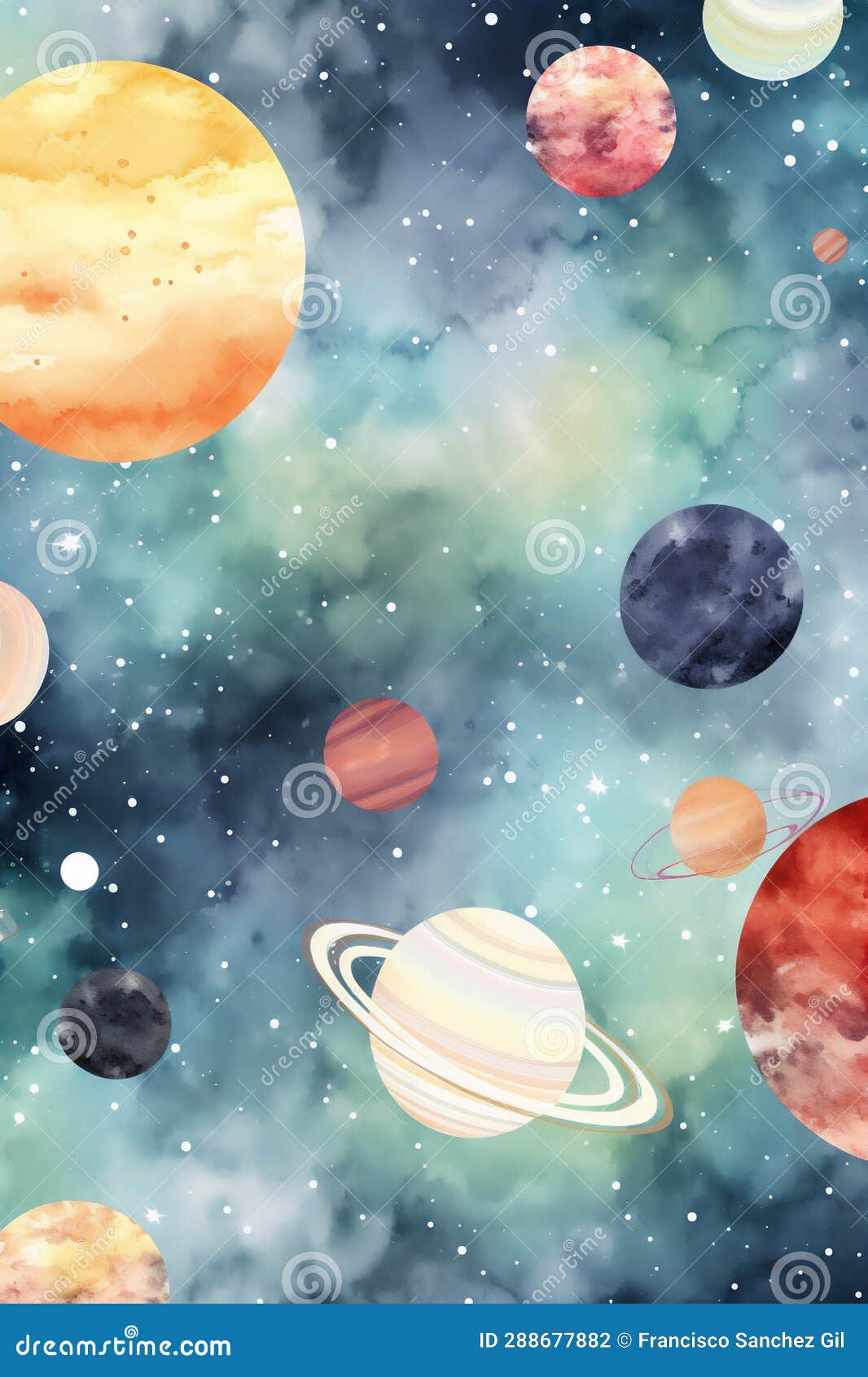 Astronomical Vertical Wallpaper with Planets Stock Illustration ...