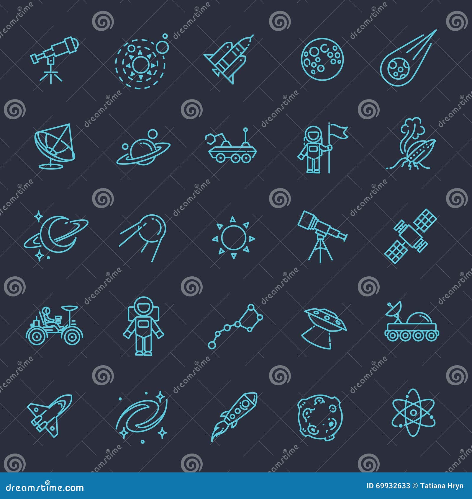 Astronomy, Astrology and Space Icons Stock Vector - Illustration of ...