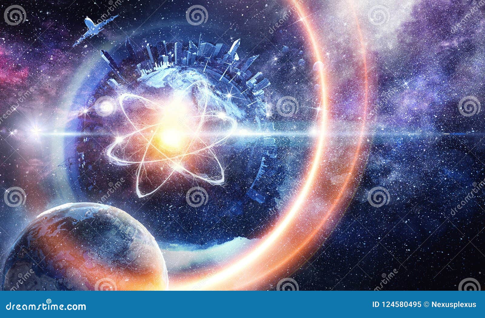 Astronomy concept backdrop stock illustration. Illustration of proton ...