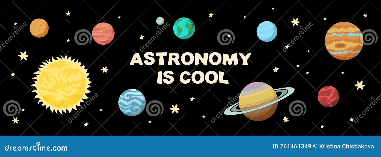 Astronomy is Cool. Horizontal Banner with Planets Solar System Stock ...