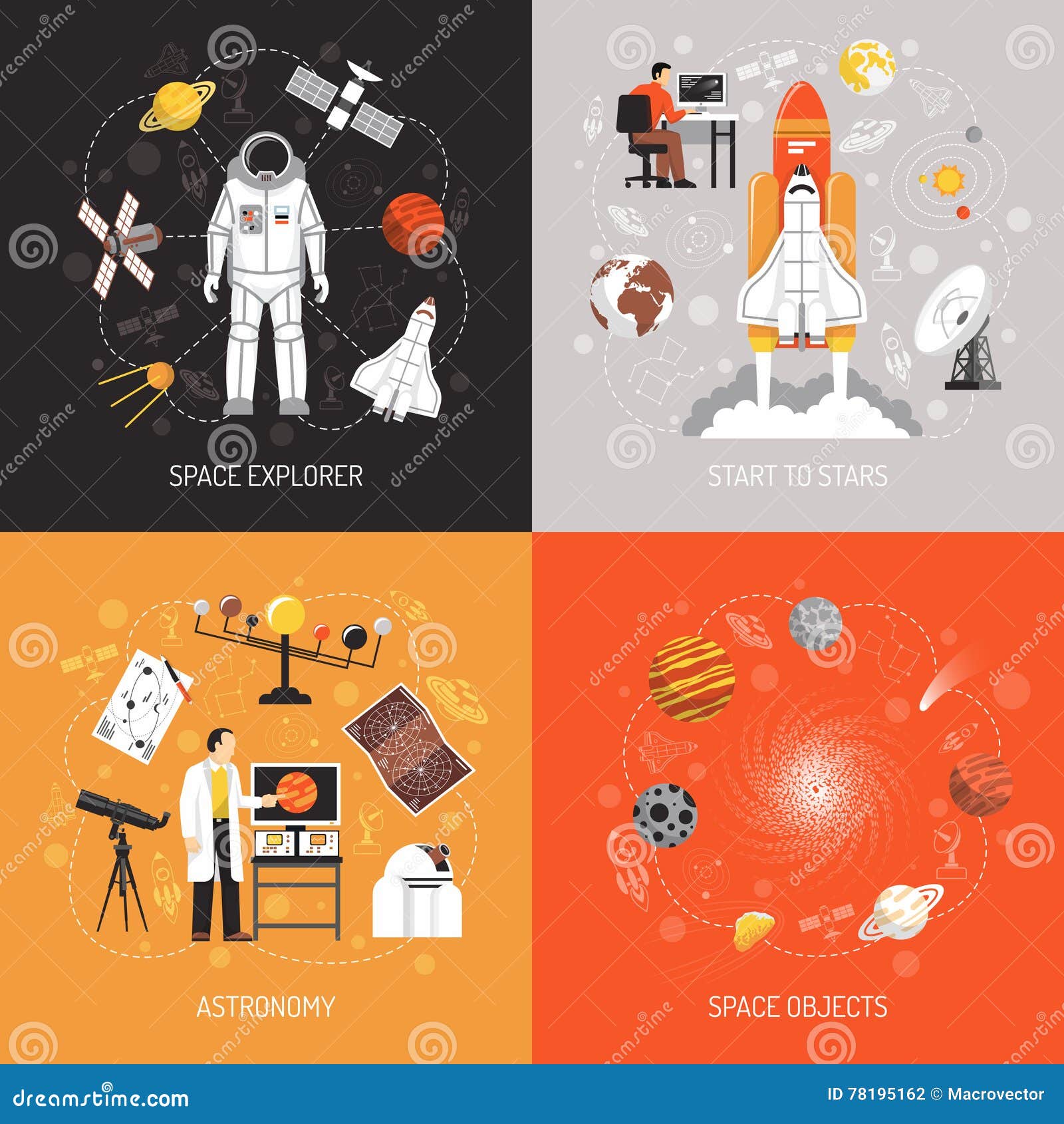 Astronomy 2x2 Design Concept Stock Vector - Illustration of moon ...