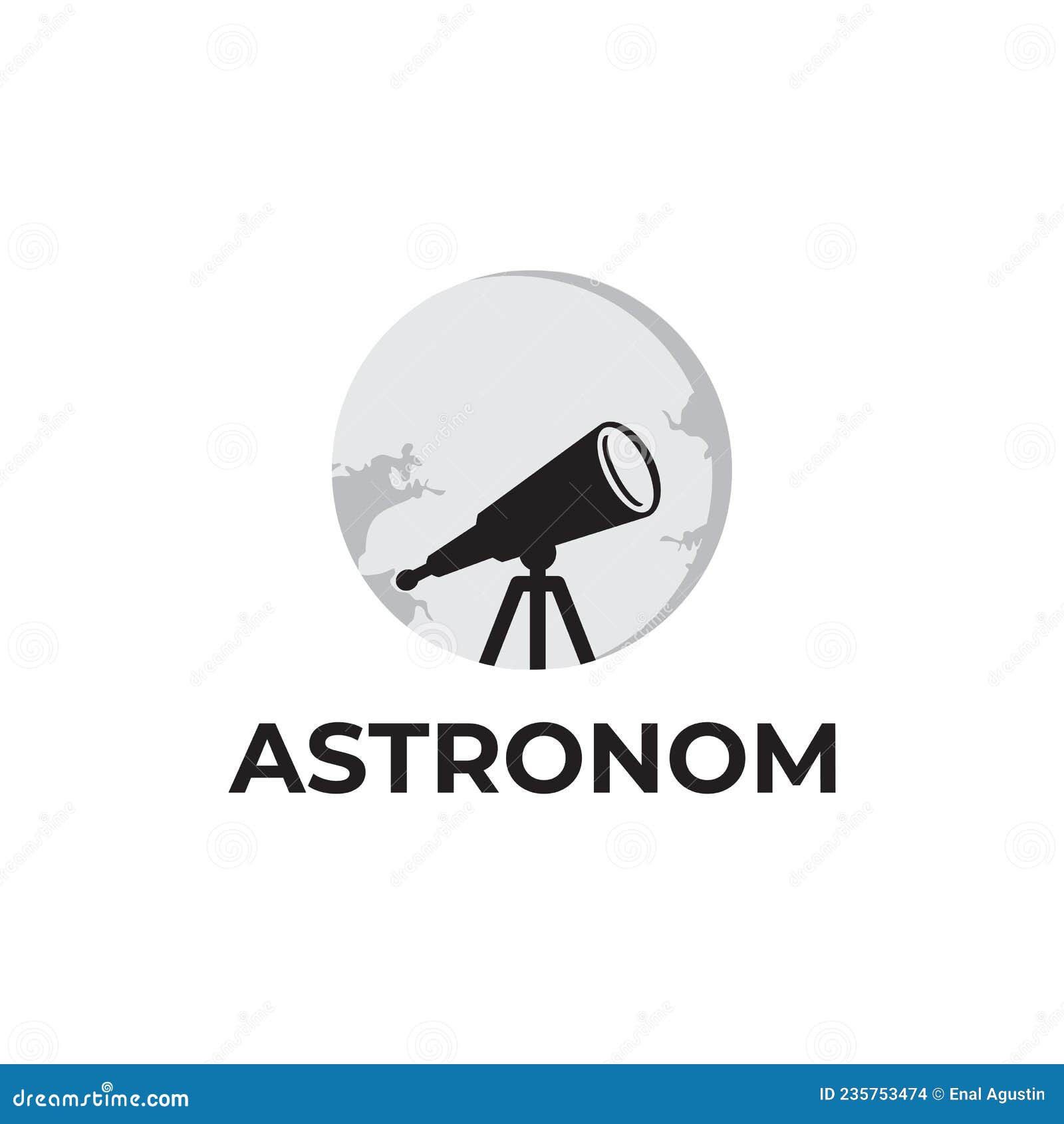 Astronomy Dream with Telescope Logo Design Stock Vector - Illustration ...