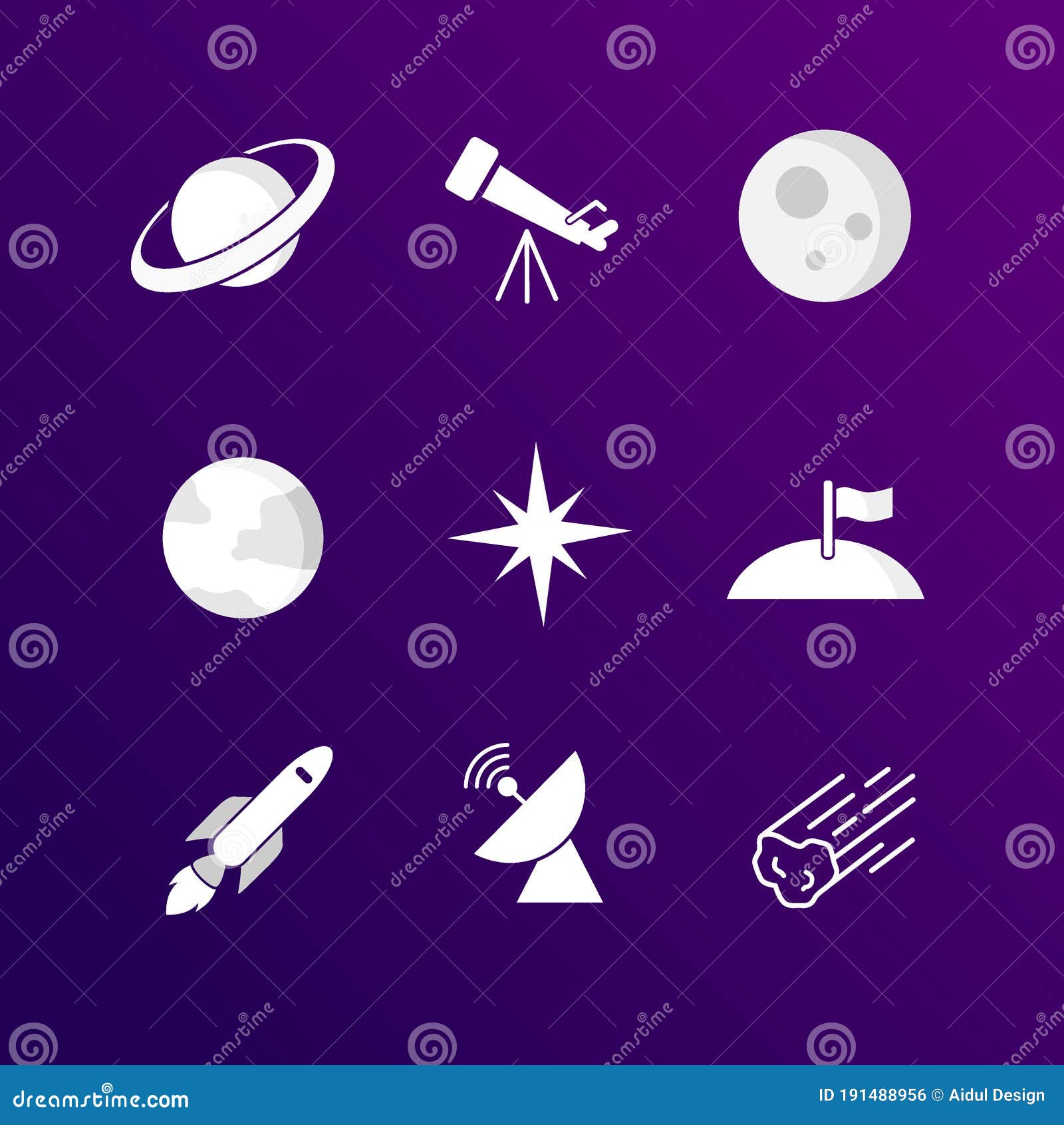 Astronomy icon set vector stock vector. Illustration of science - 191488956
