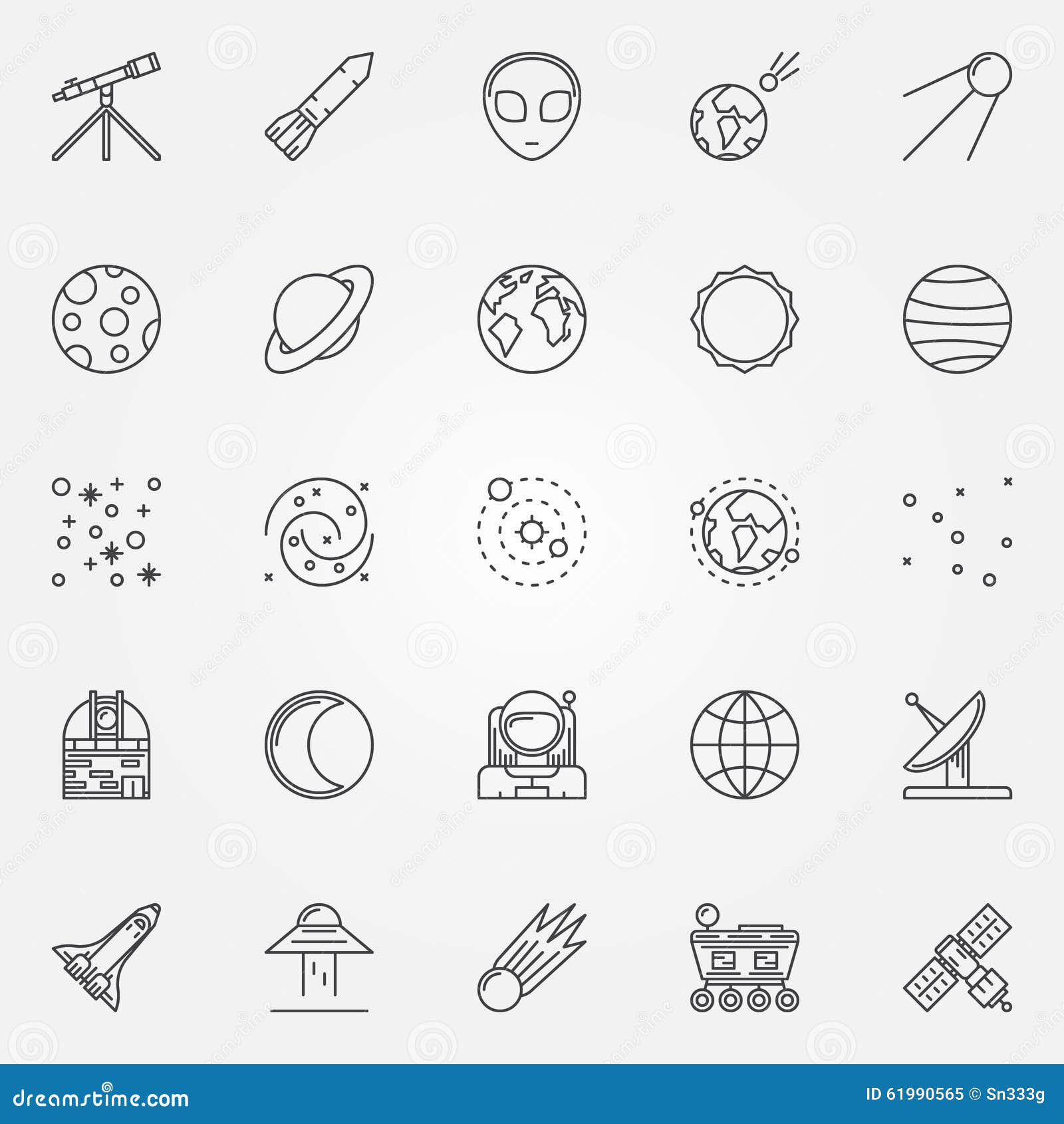 Astronomy Icons Set Stock Vector - Image: 61990565