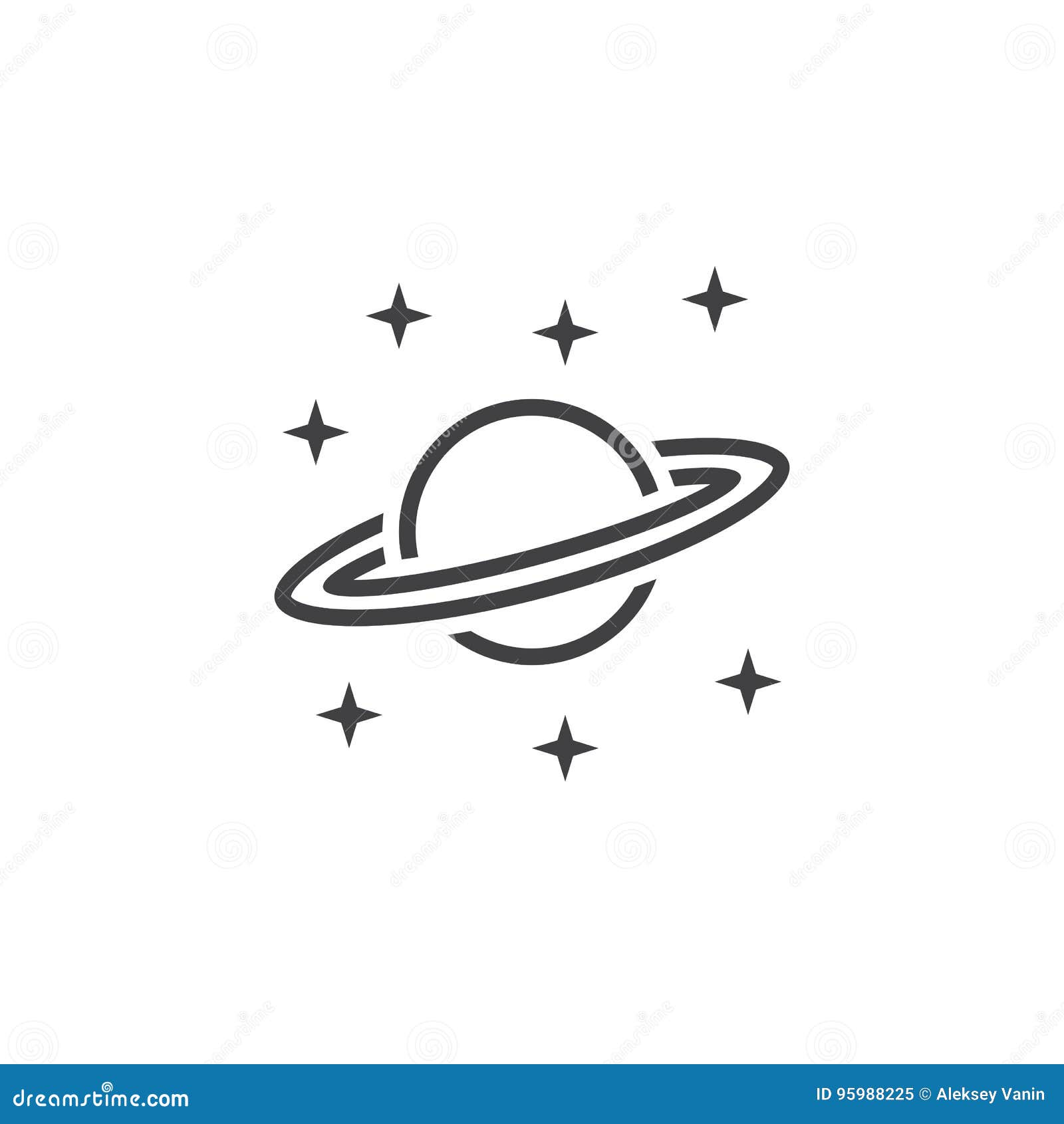 Astronomy Line Icon Saturn Planet Outline Vector Logo Linear Stock