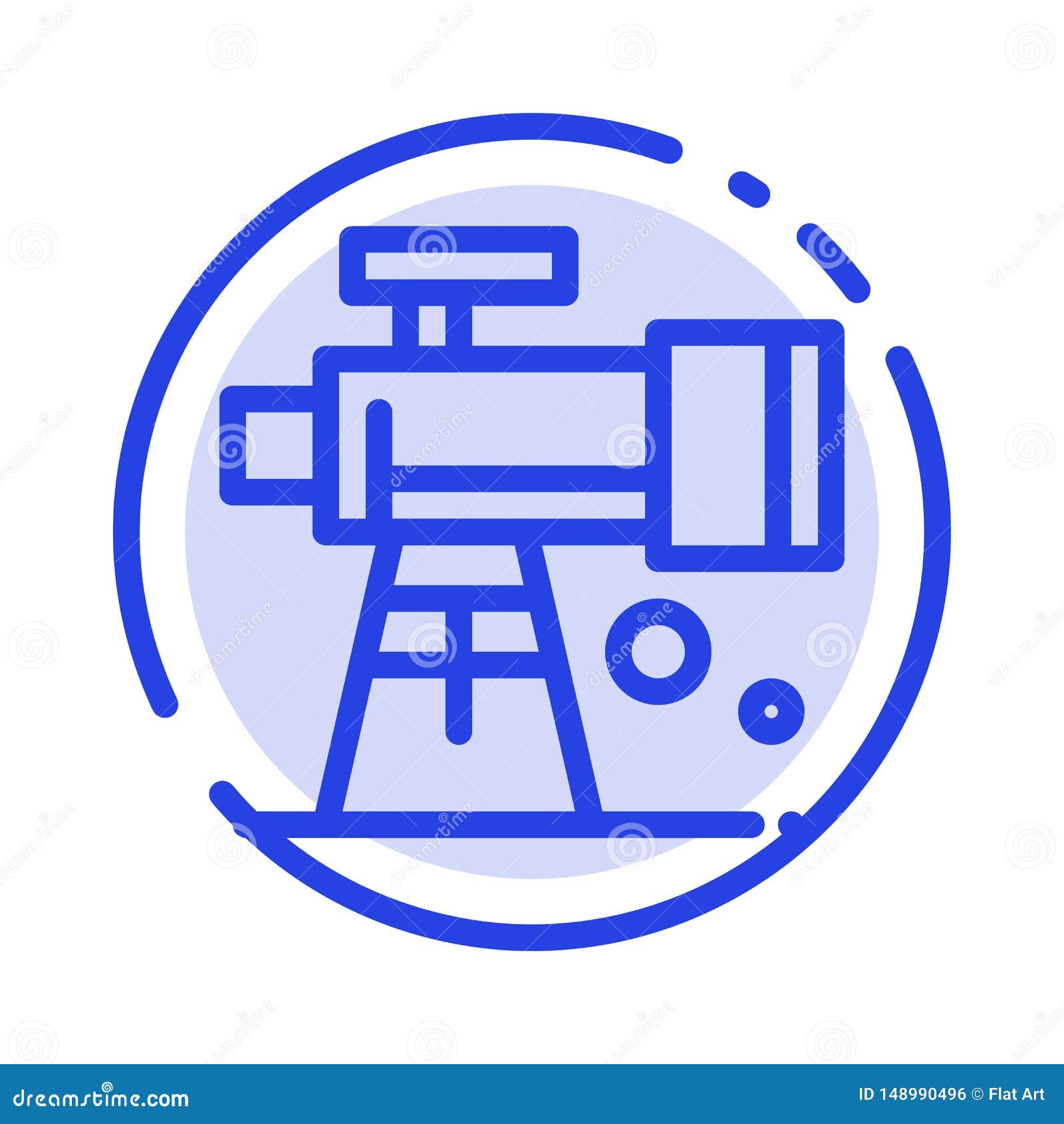 Astronomy, Scope, Space, Telescope Blue Dotted Line Line Icon Stock ...