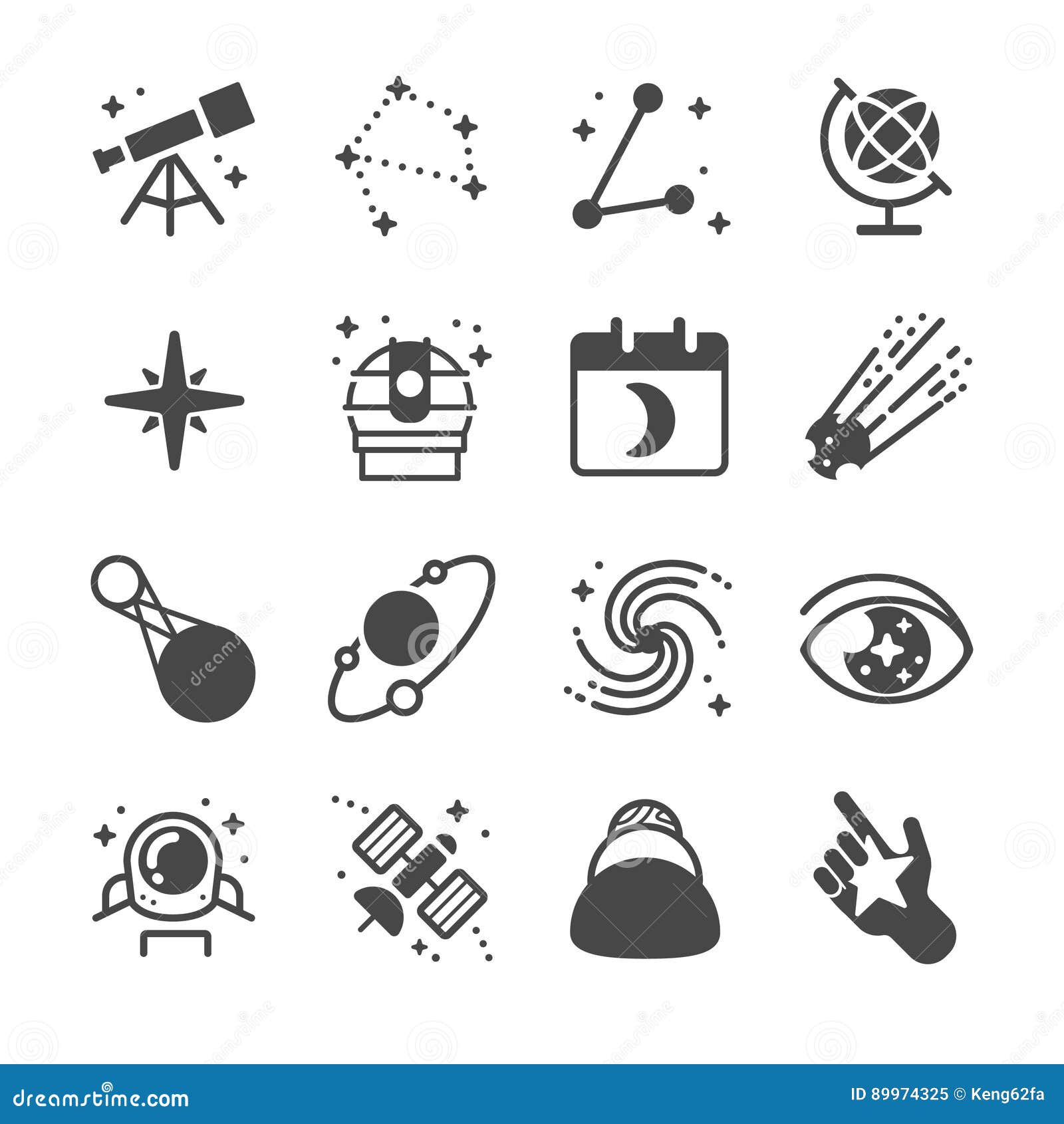 Astronomy and space icons stock vector. Illustration of black - 89974325