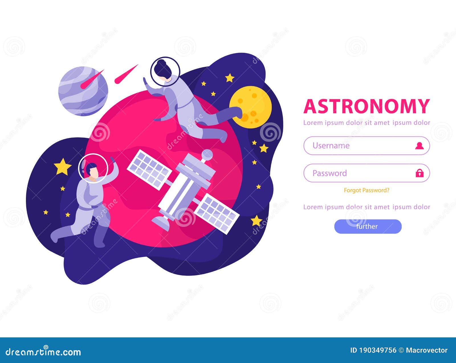 Astronomy Space Login Page stock vector. Illustration of galaxy - 190349756