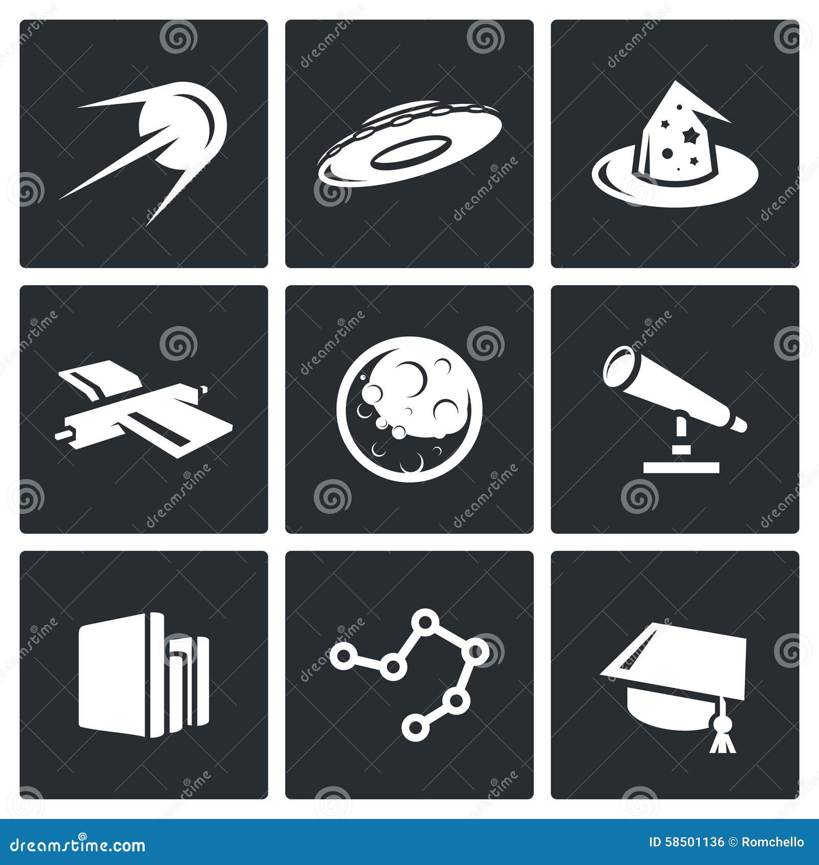 Astronomy, Space, Science Icons Set. Vector Illustration. Stock ...