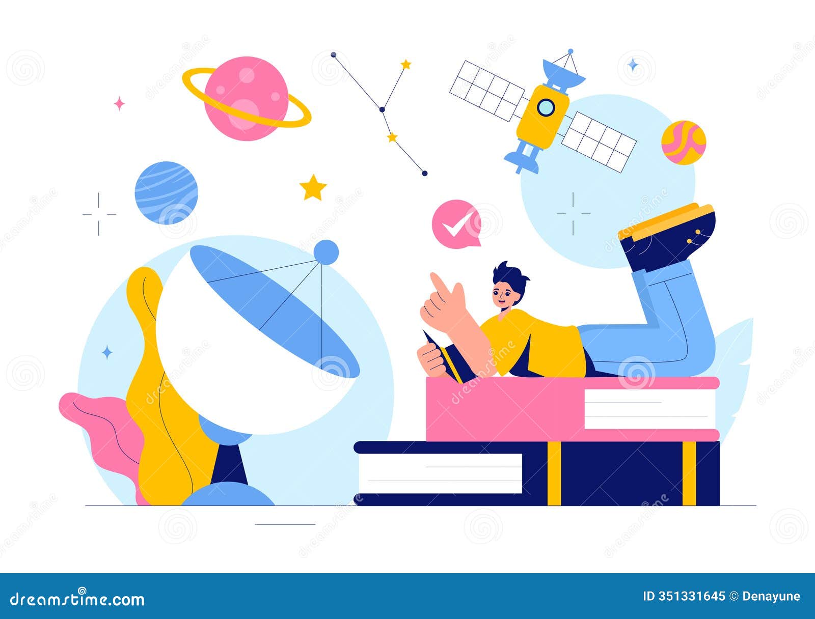 Astronomy Vector Illustration Featuring People Observing A Starry Night ...