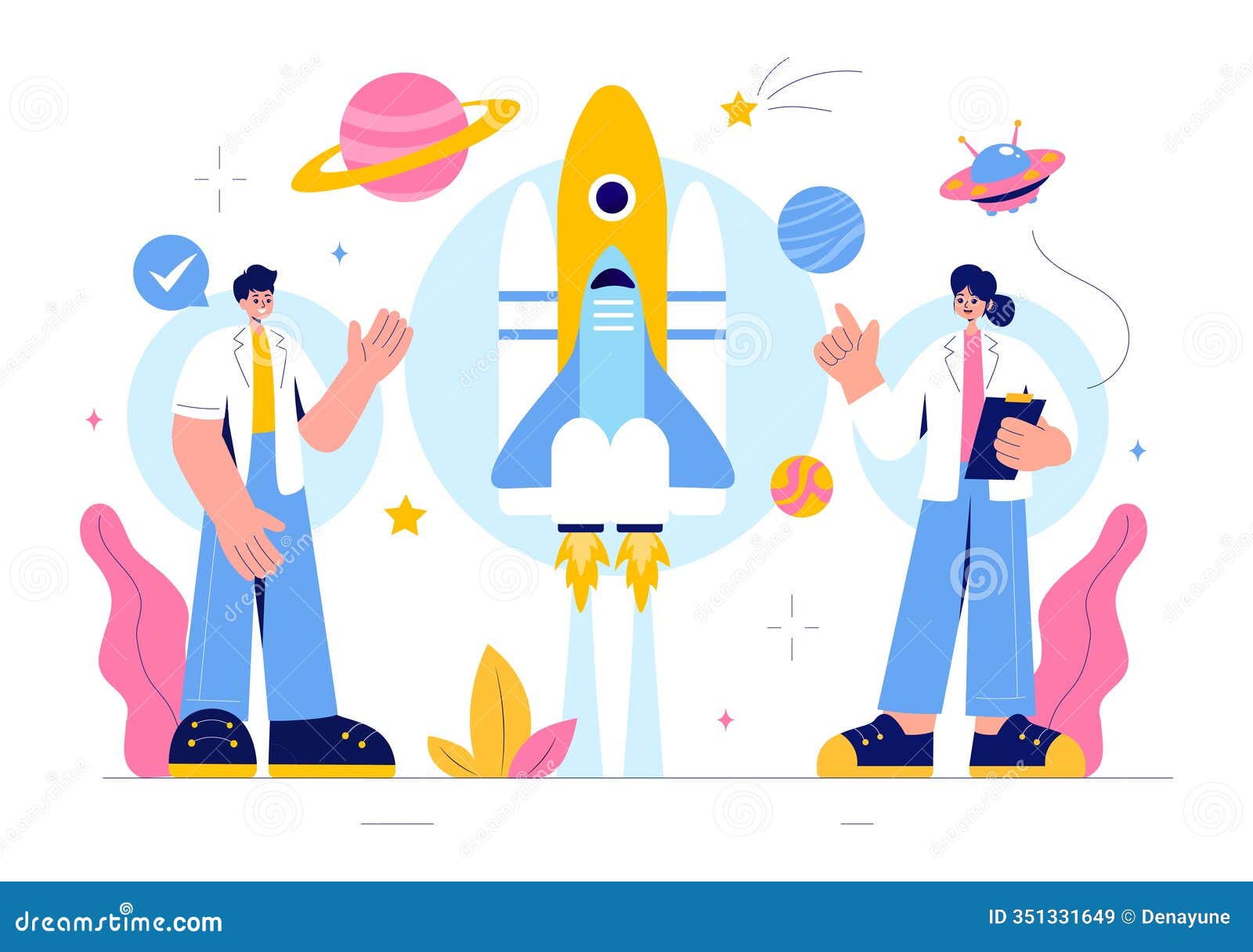Astronomy Vector Illustration Featuring People Observing a Starry Night ...