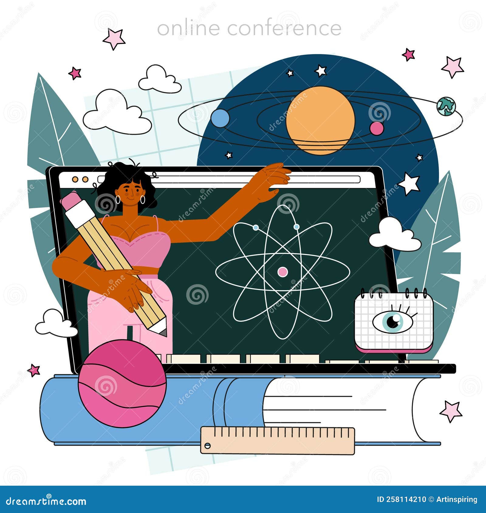 Astrophysicist Online Service or Platform. Scientist Studying Stock ...