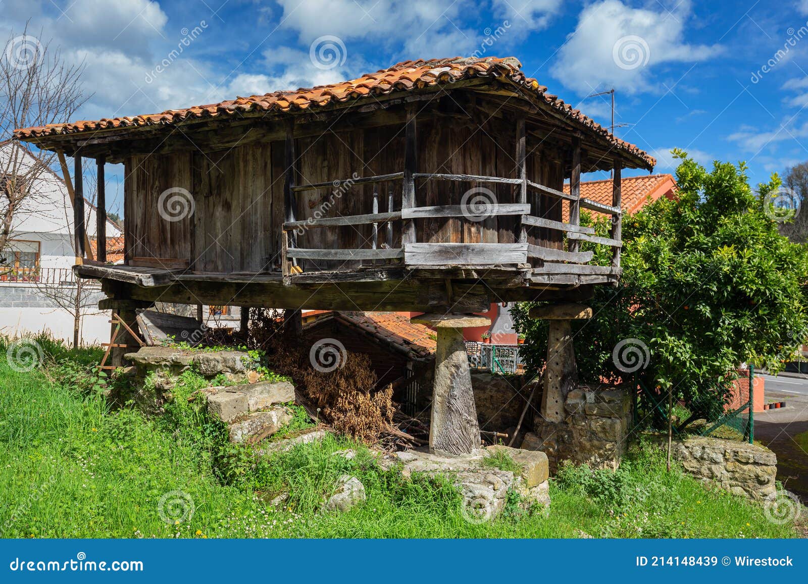 Asturian Barn. Popular Architecture in Mere. Asturias. Spain Stock ...
