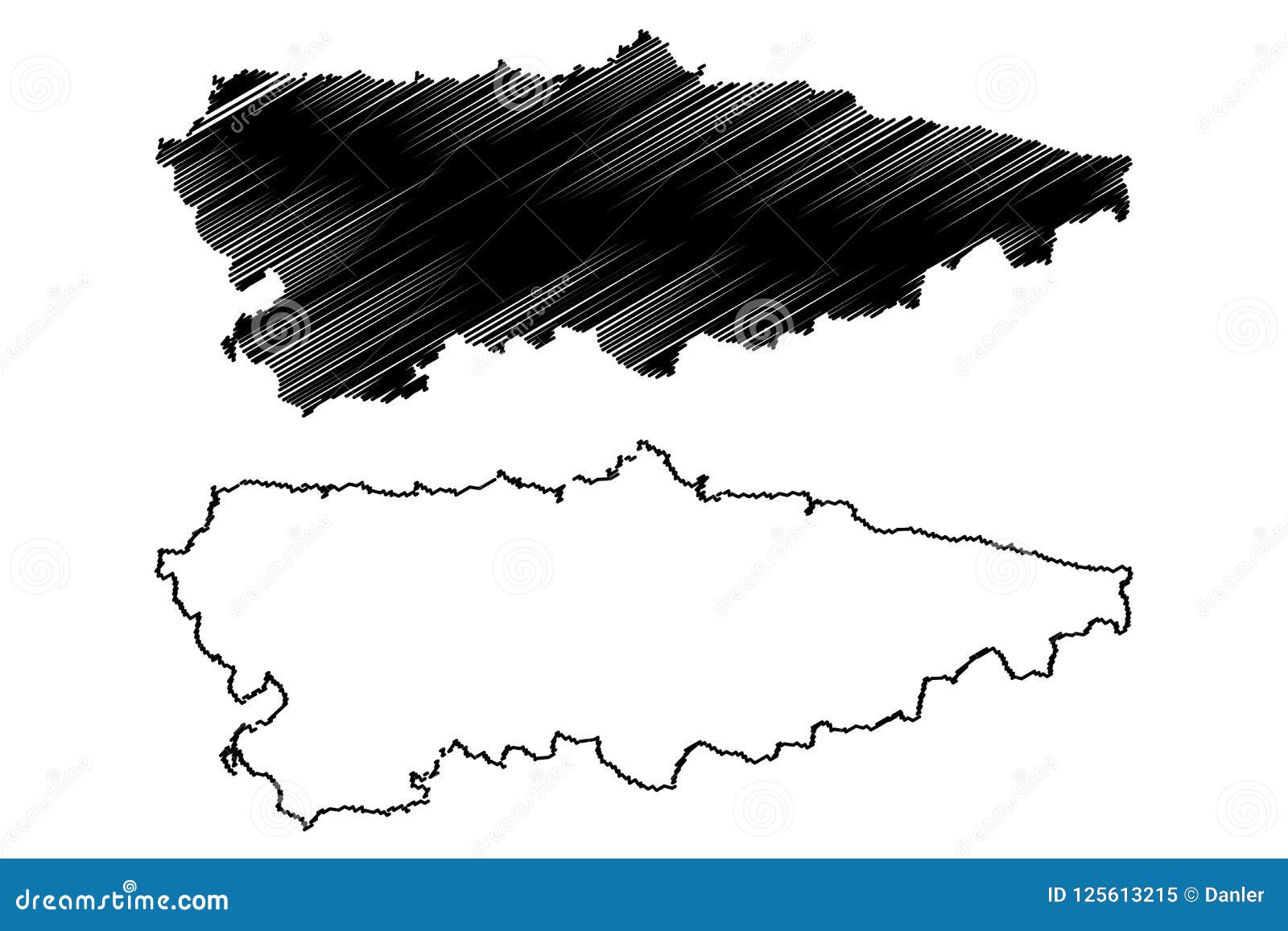 Asturias Map Vector Silhouette Illustration Isolated On White ...