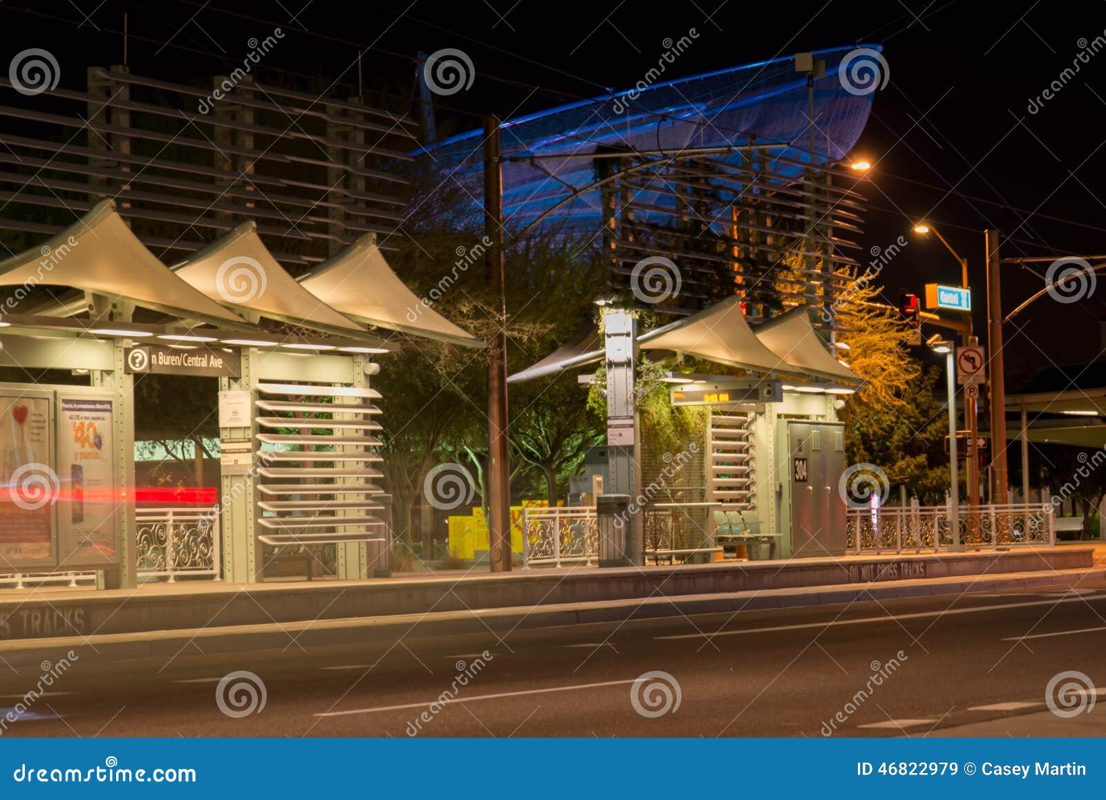 ASU Net Sculpture and Bus Stop at Night in Phoenix, AZ Editorial Stock ...