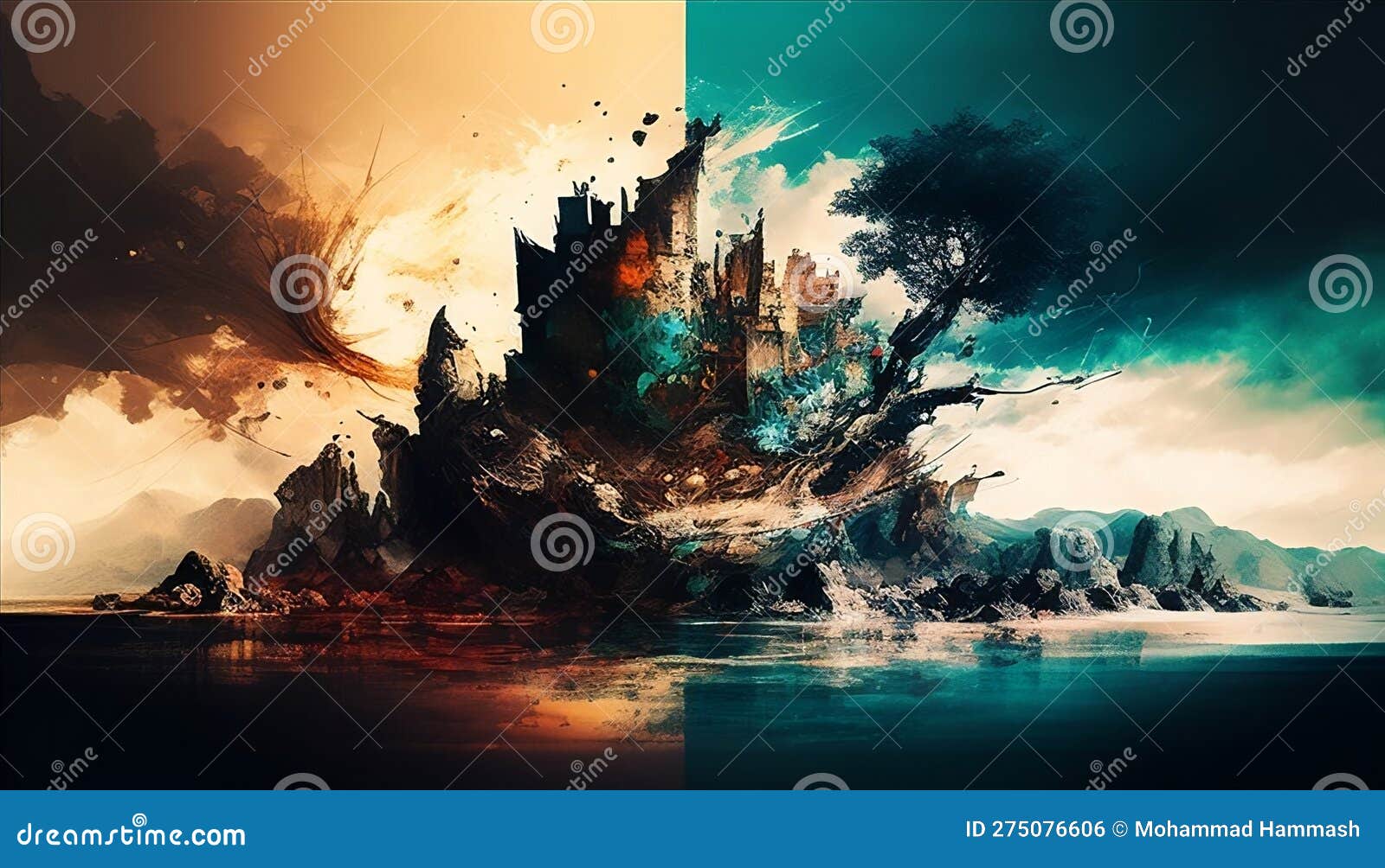 Asunder World: a Fragmented Reality, Made with Generative AI Stock ...